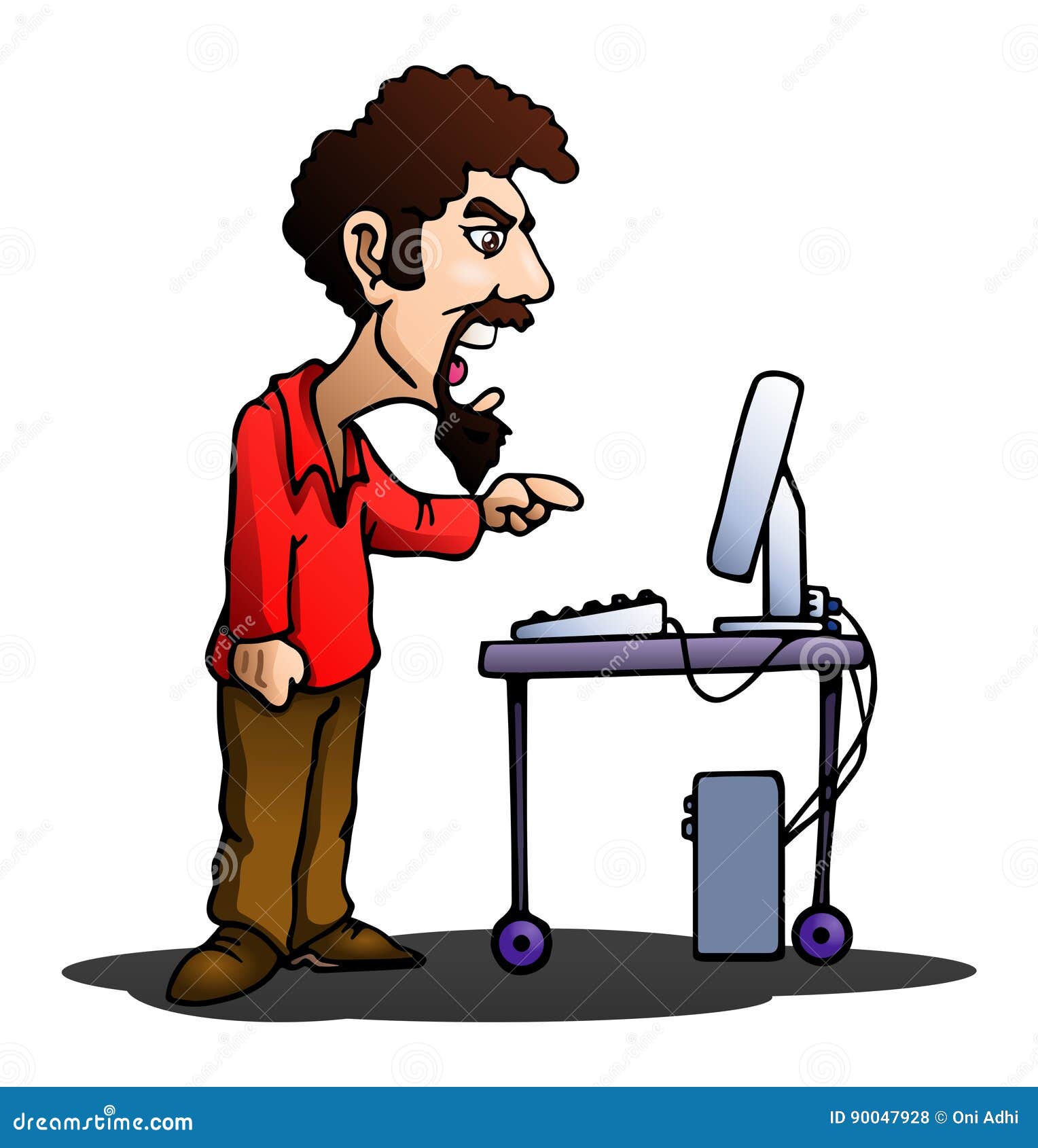 Angry at His Computer on Isolated White Stock Illustration ...
