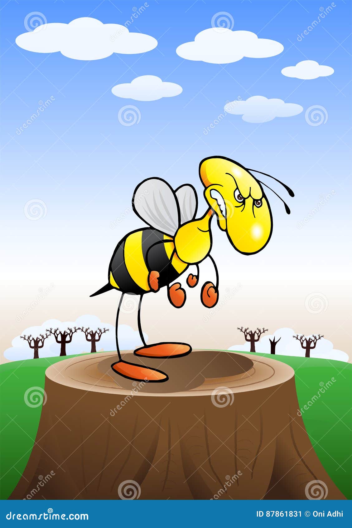 Angry hornet on nature stock vector. Illustration of hornet - 87861831