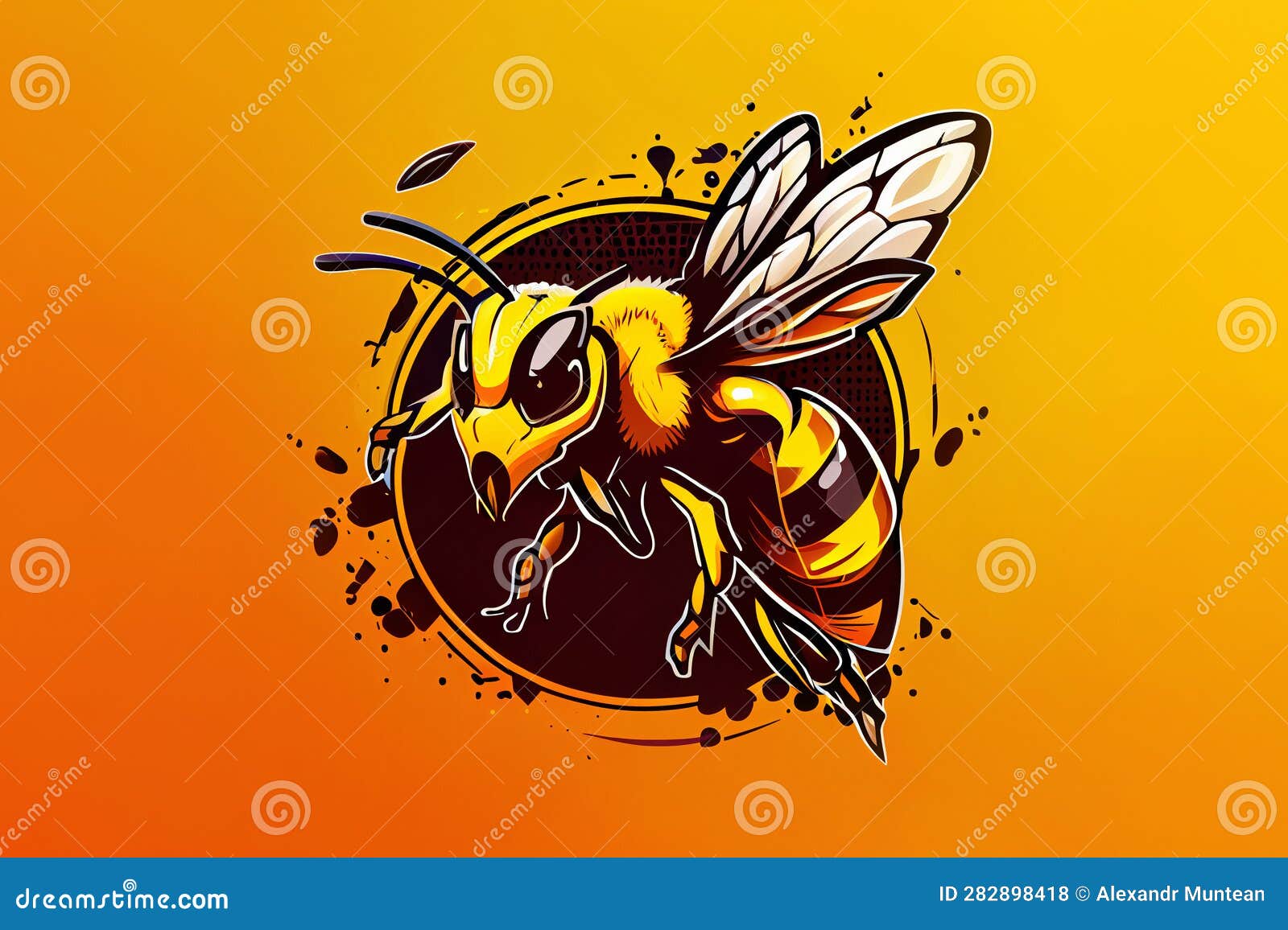 Angry Hornet Wasp Mascot Cartoon Vector | CartoonDealer.com #200939429