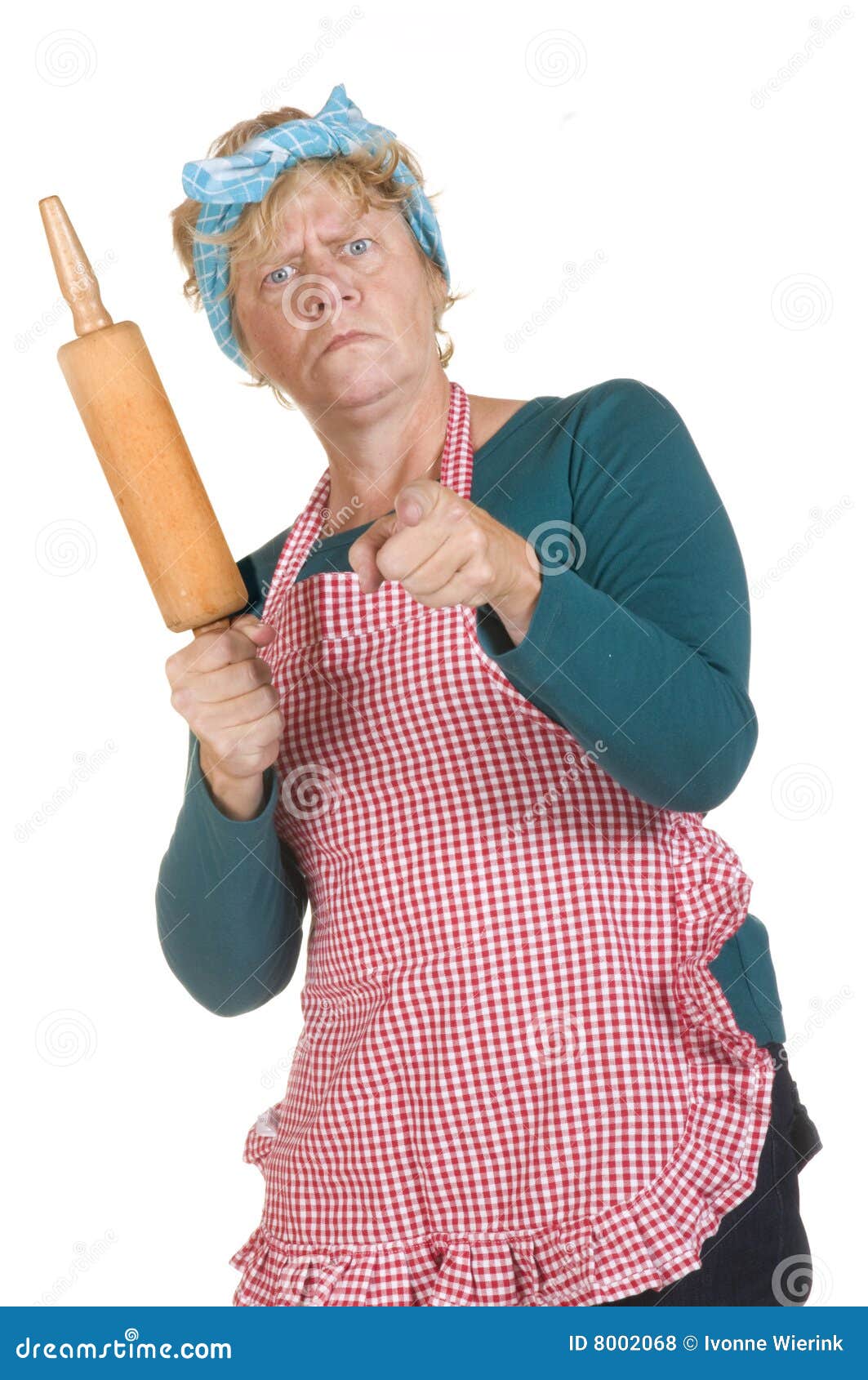 Angry house wife stock photo. Image of female, apron, roller - 8002068