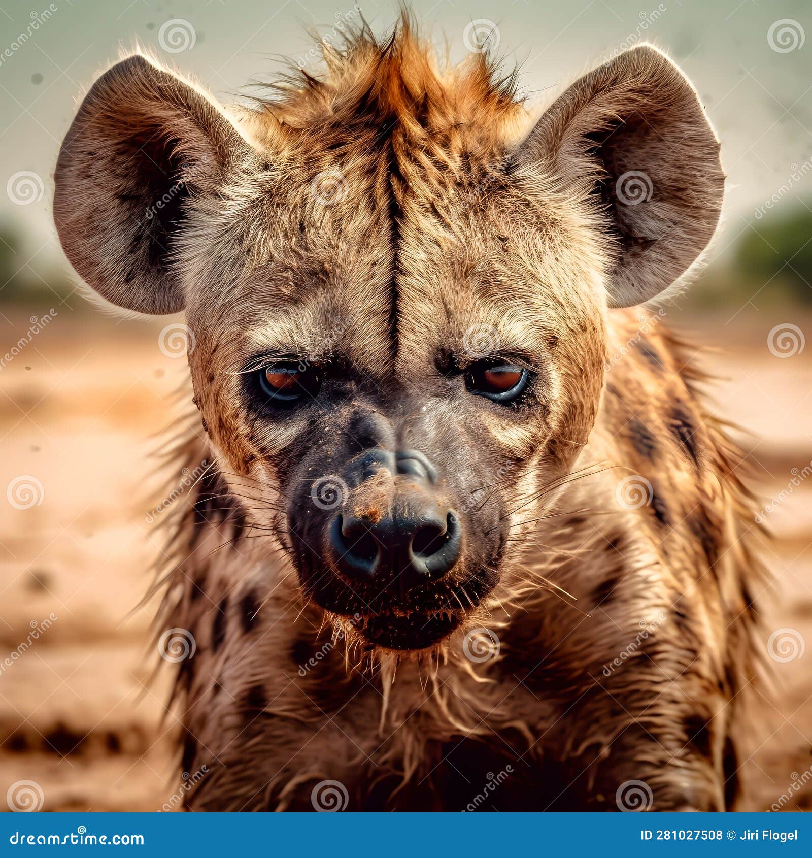 Angry Hyena on the Savannah - Front View - AI Generated Stock ...
