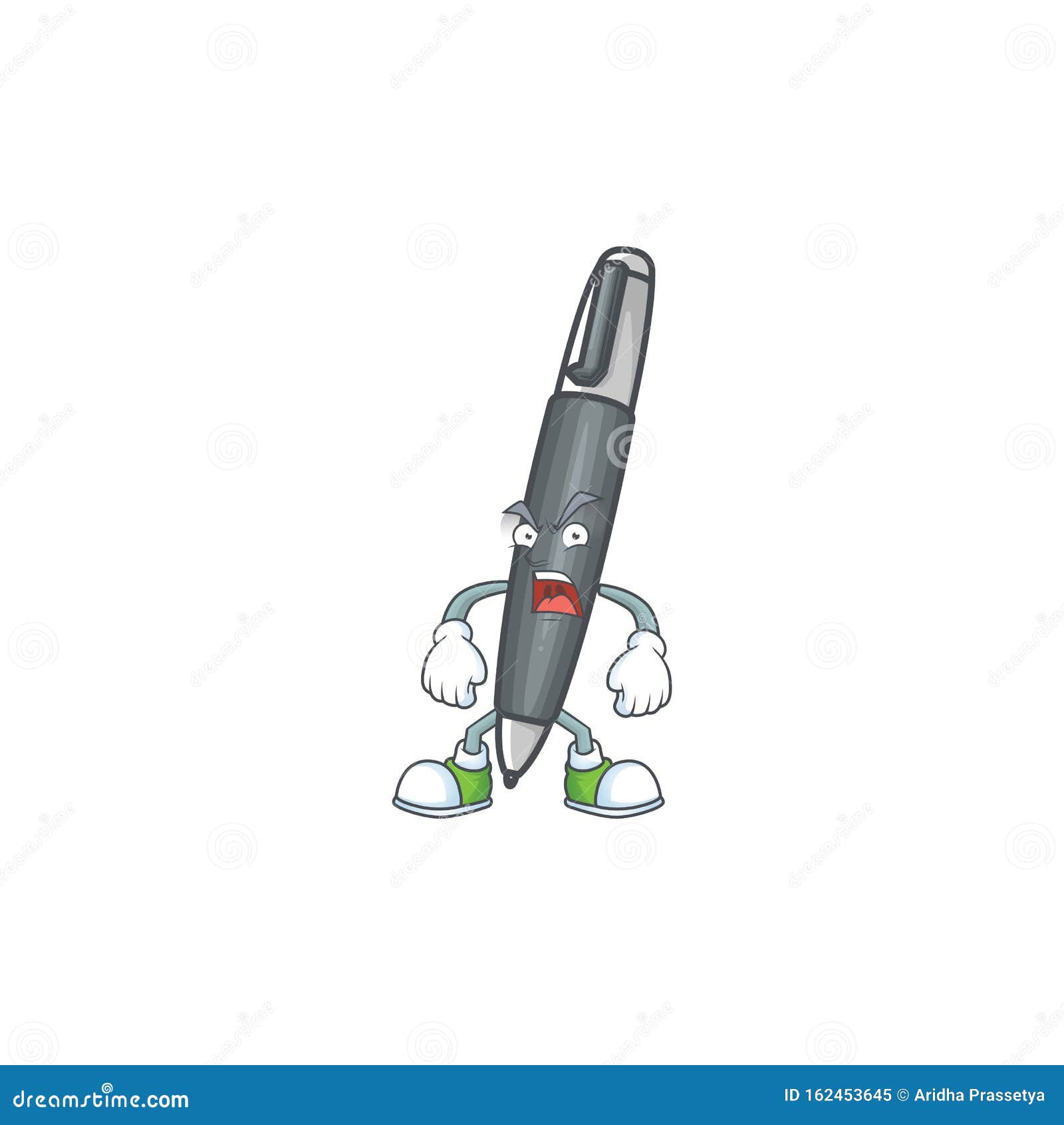 Angry Icon Black Ballpoint with Cartoon Character Stock Vector ...
