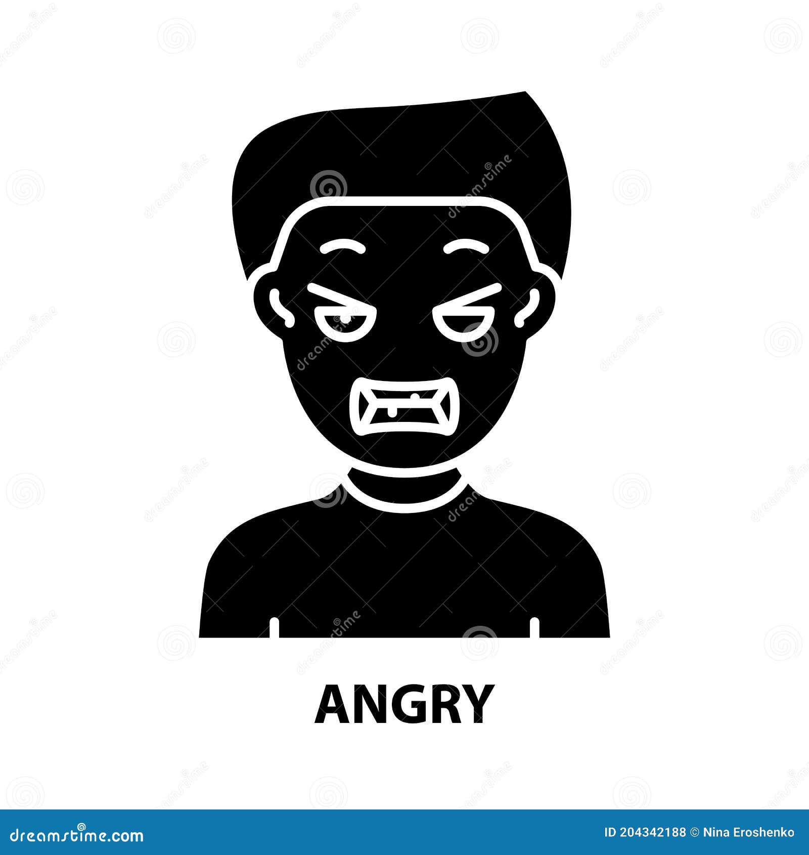 Angry Icon, Black Vector Sign with Editable Strokes, Concept ...