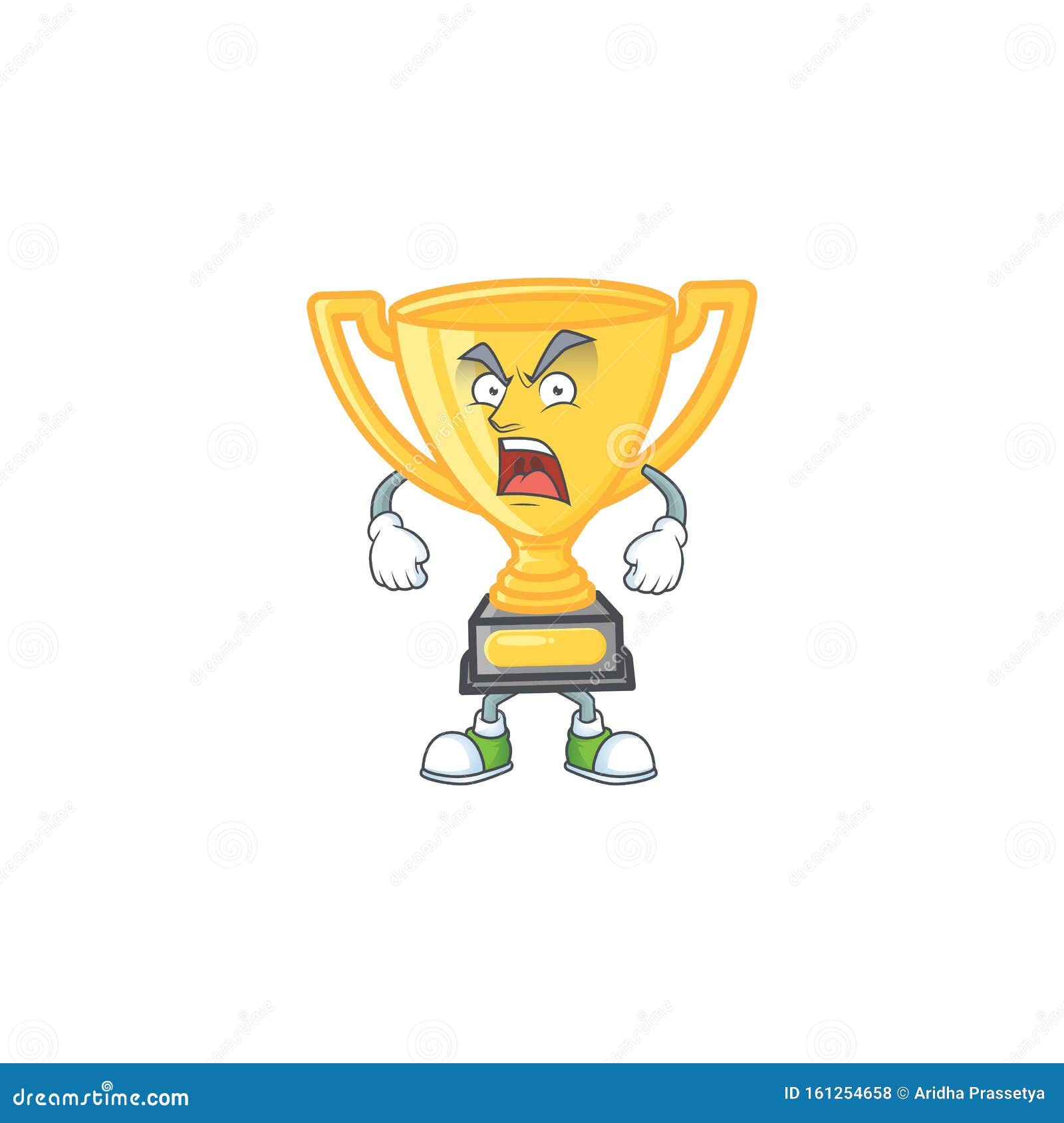 Angry Icon Character Gold Trophy with Mascot Stock Vector ...