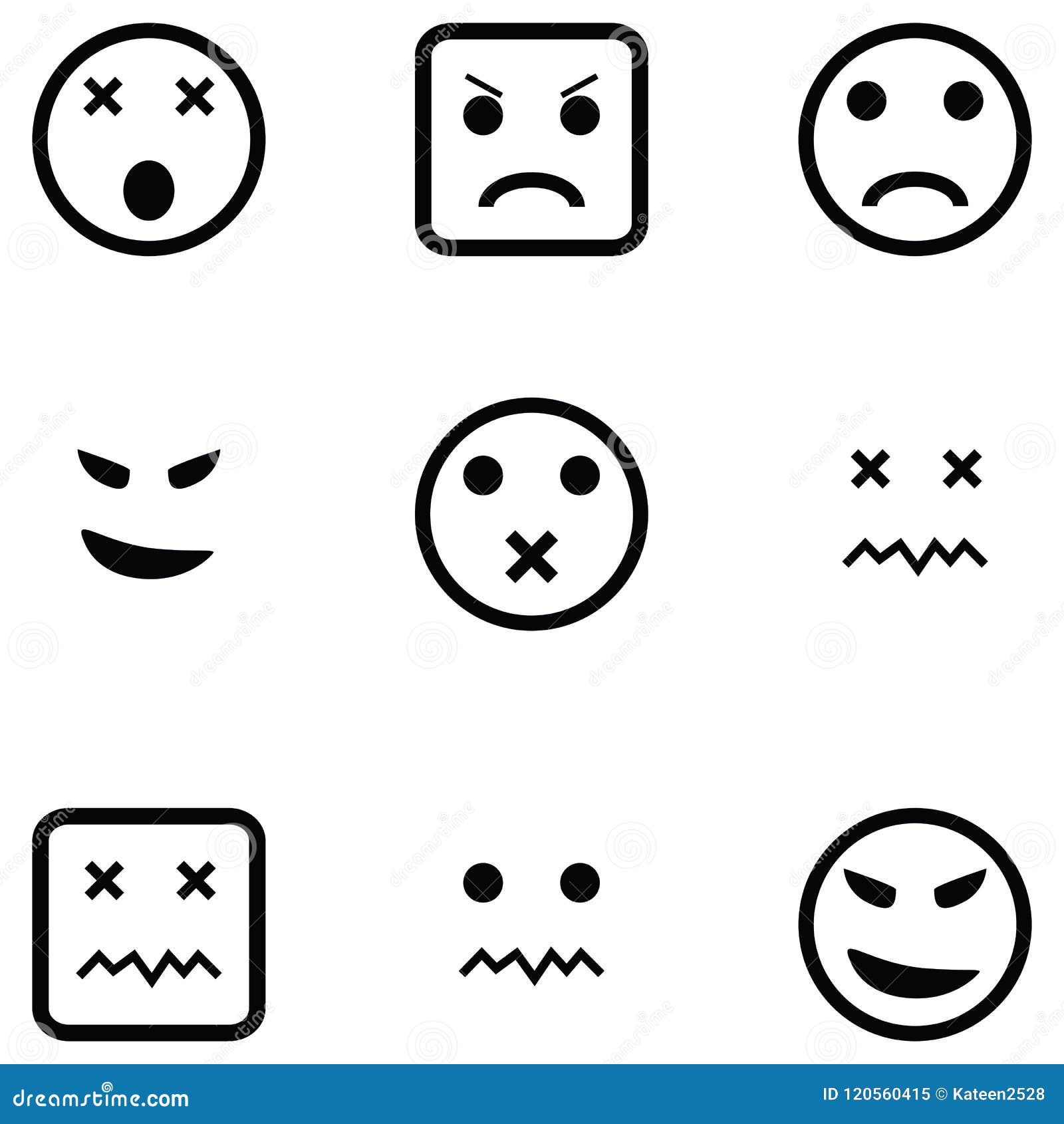 Angry icon set stock vector. Illustration of vector - 120560415