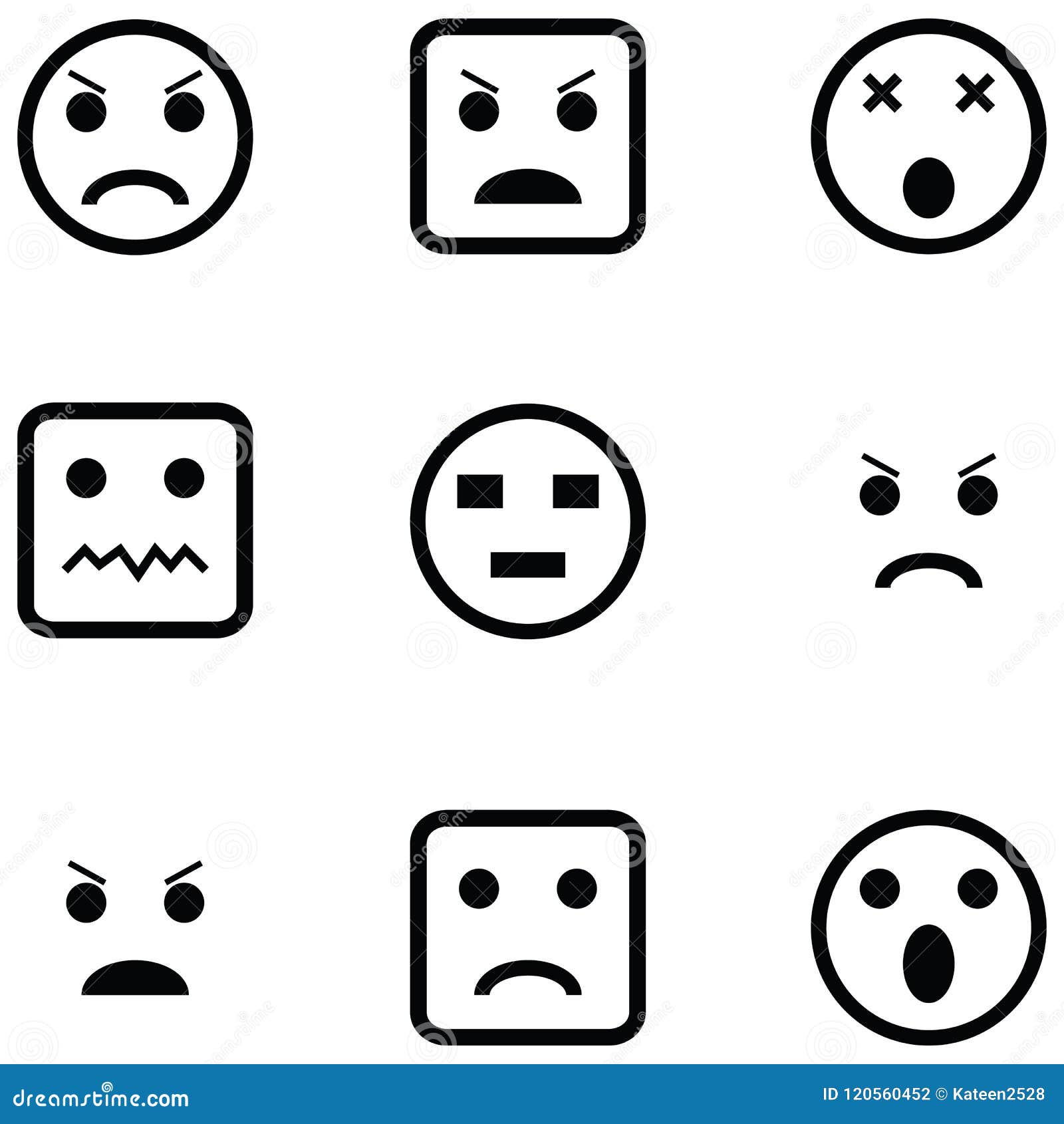 Angry icon set stock vector. Illustration of angry, expression - 120560452