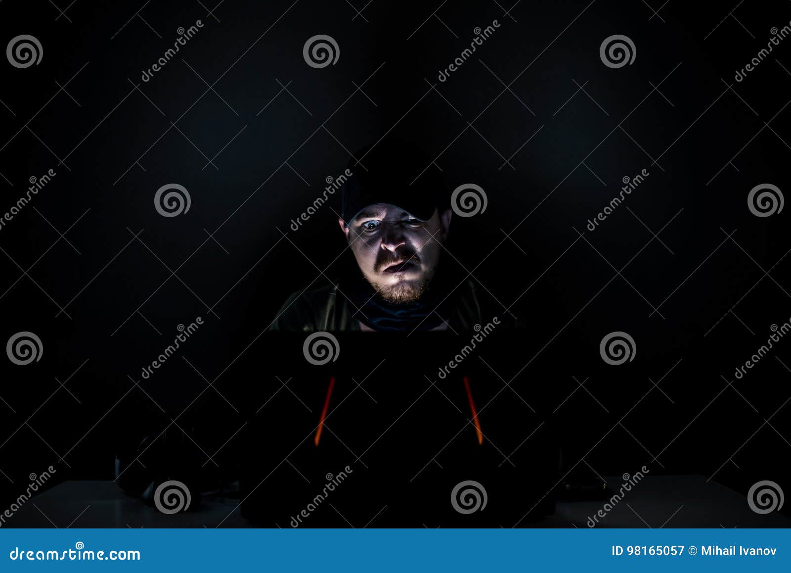 Angry Internet User in the Dark Stock Image - Image of hidden, data ...