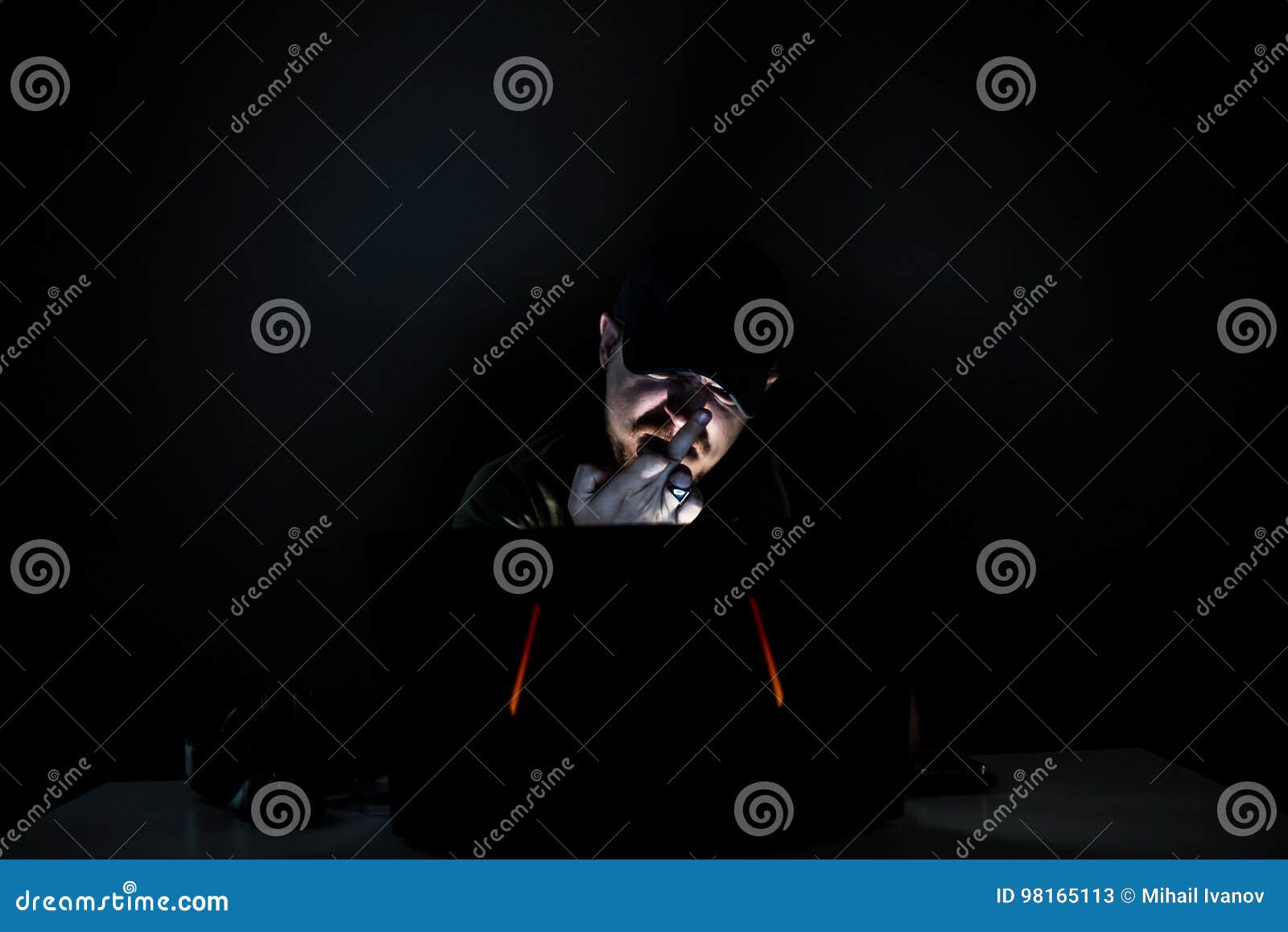 Angry Internet User in the Dark Stock Image - Image of cyber, angry ...