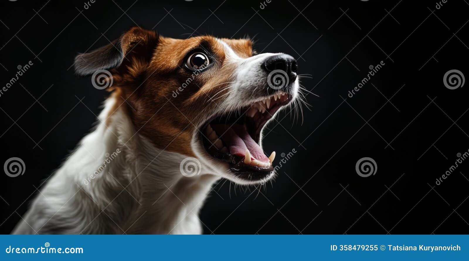 Angry Jack Russell Terrier Dog with Open Mouth and Intense Expression ...