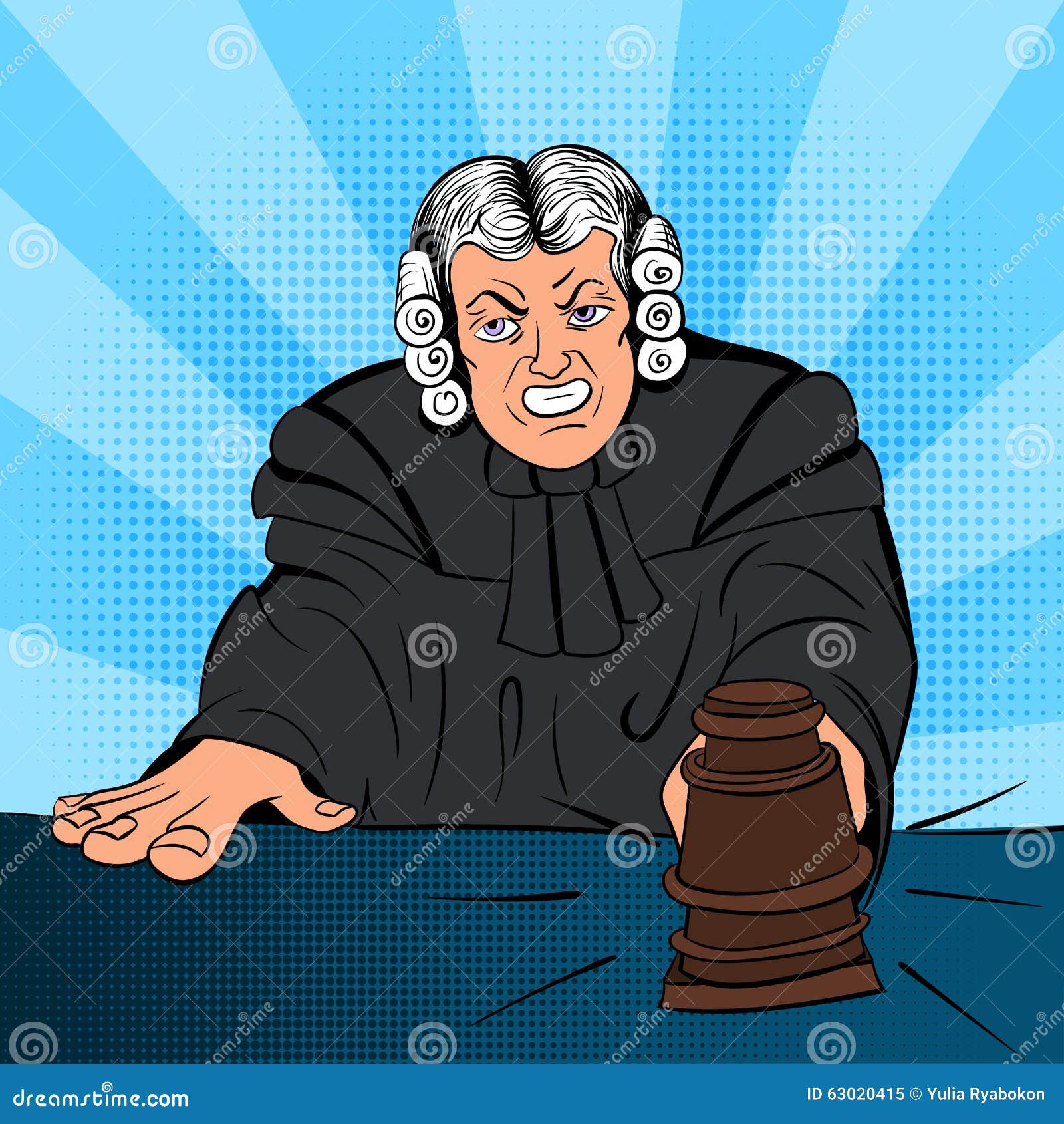 Shouting Judge On Court Holding A Hammer Vector Illustration ...