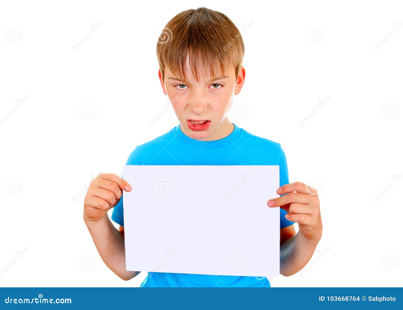 Angry Kid with a Paper stock photo. Image of plate, negation - 103668764