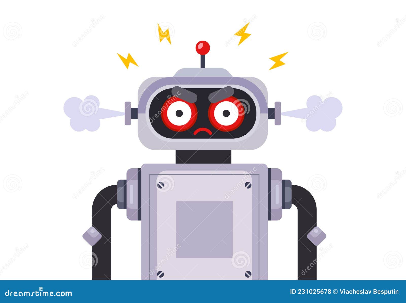 Angry Killer Robot on a White Background. Stock Vector - Illustration ...