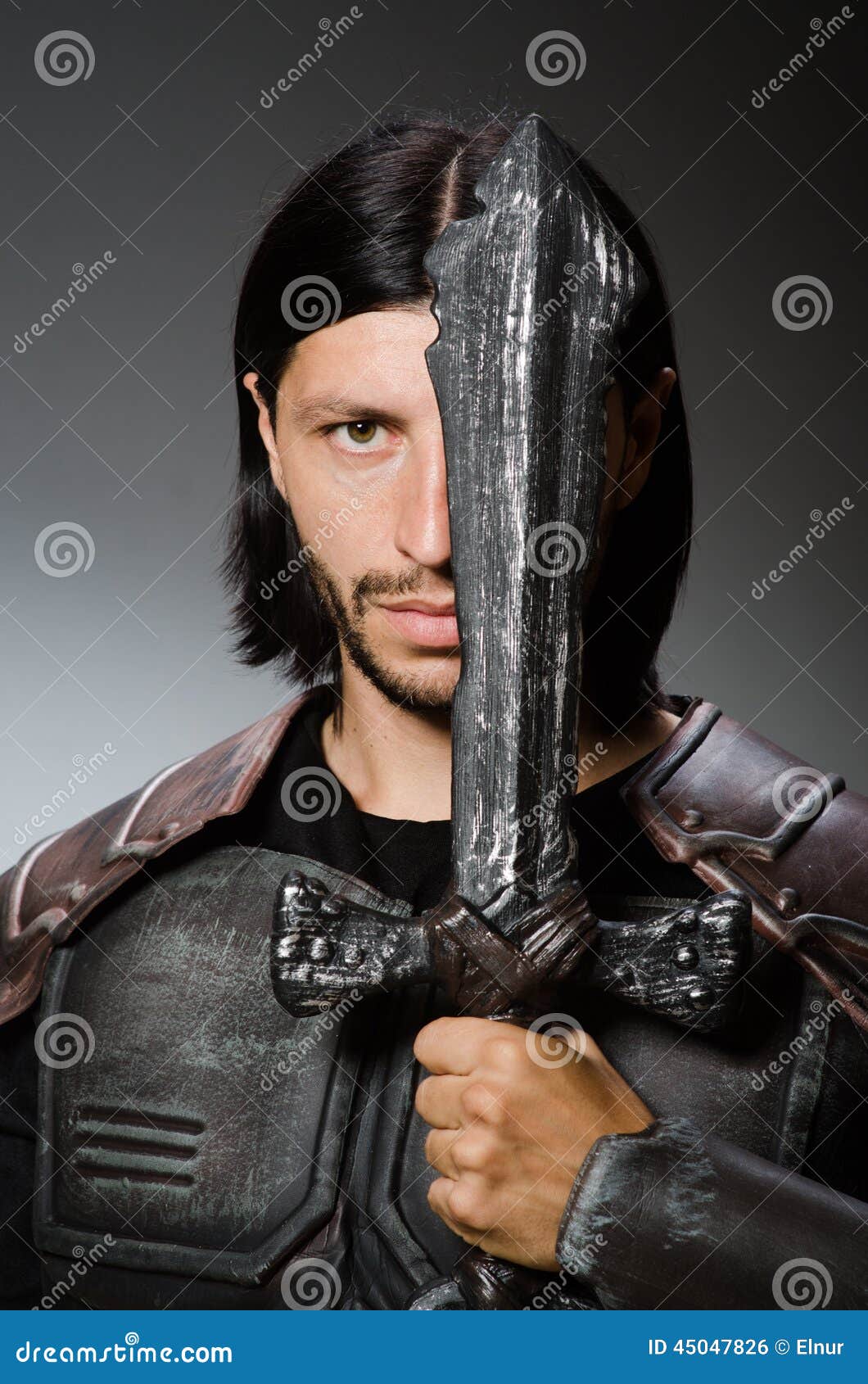 Angry Knight with Sword Against Stock Photo - Image of combat, angry ...
