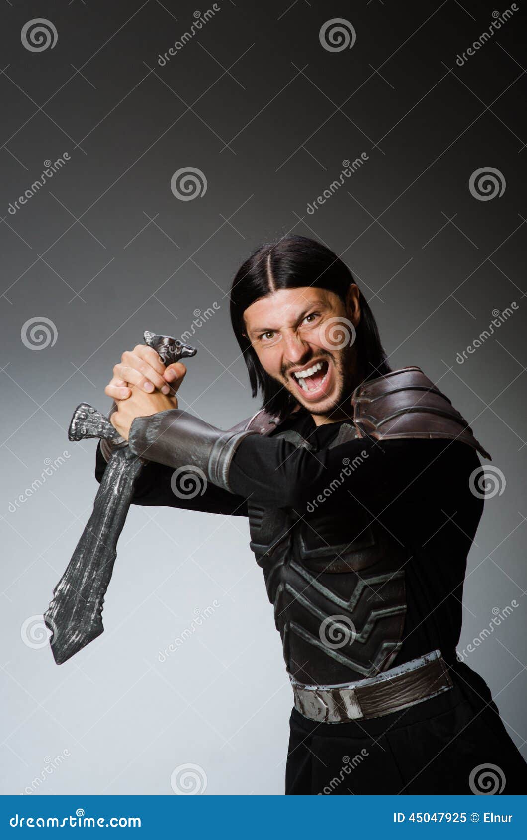 Angry Knight with Sword Against Stock Image - Image of furious, brave ...