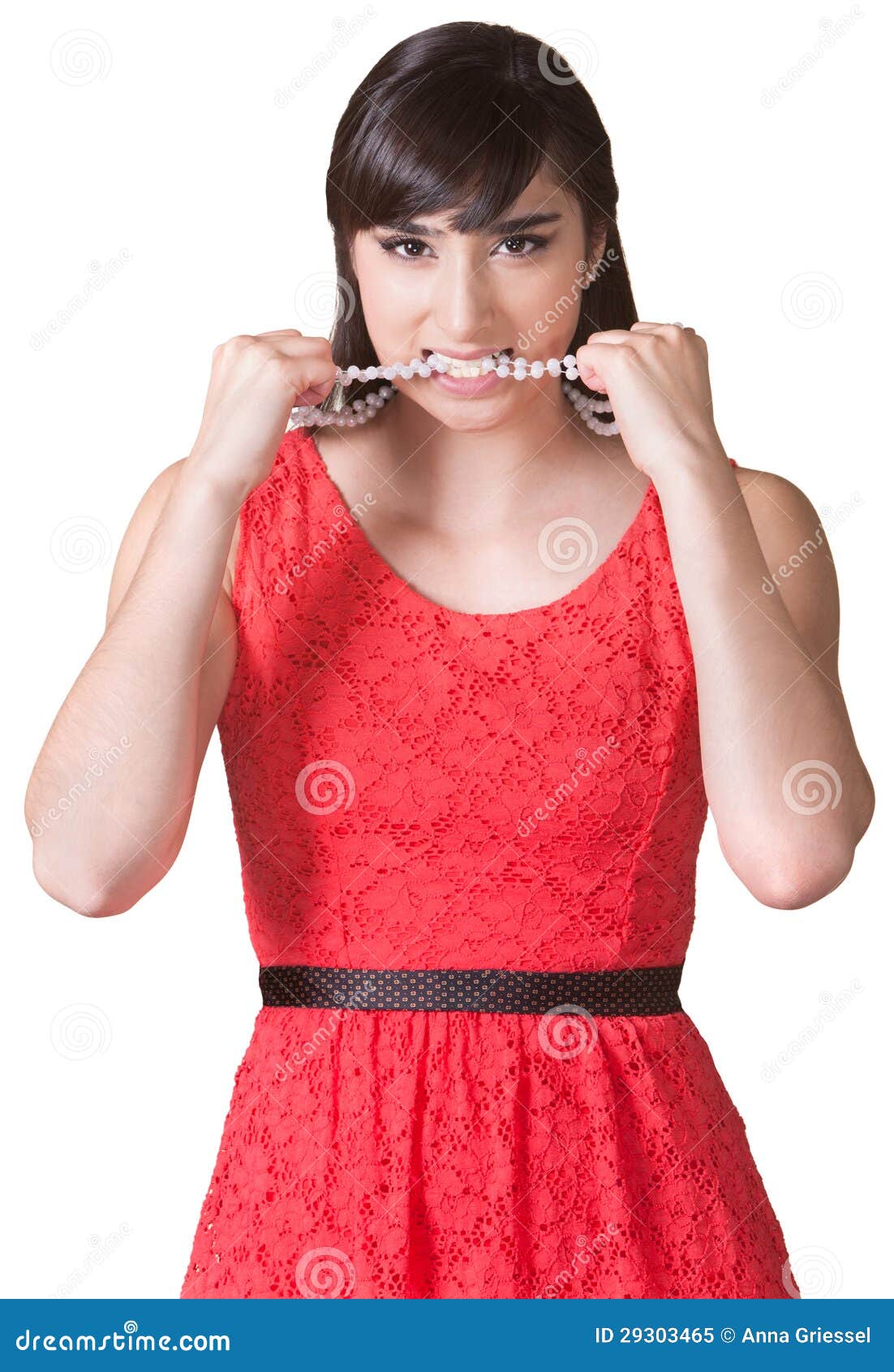 Angry Lady Biting Necklace stock image. Image of latina - 29303465