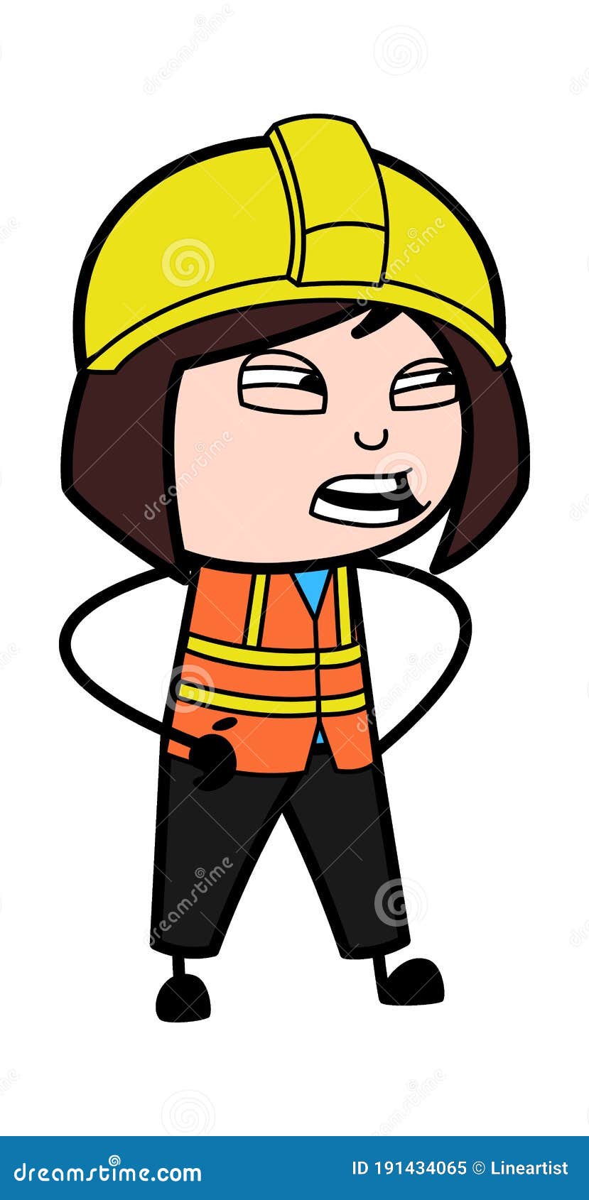 Angry Lady Engineer Talking Cartoon Stock Illustration - Illustration ...