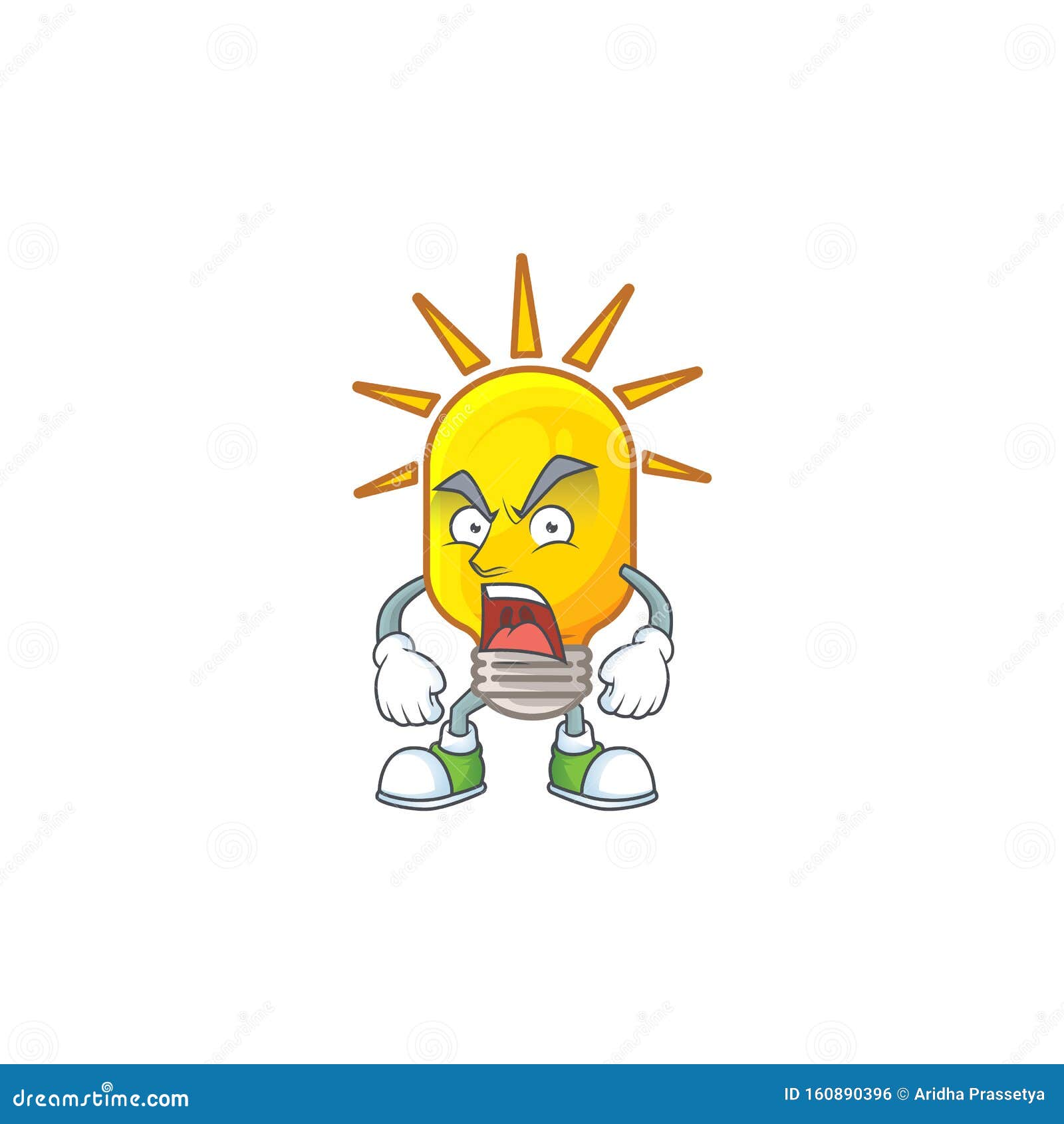 Angry Lamp Yellow with Cartoon Character Shape Stock Vector ...