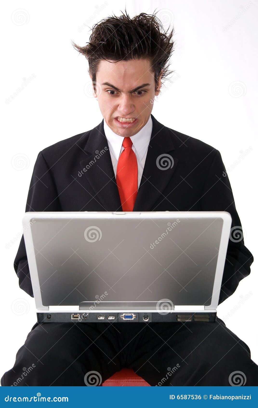 Angry Laptop Man stock photo. Image of business, hands - 6587536