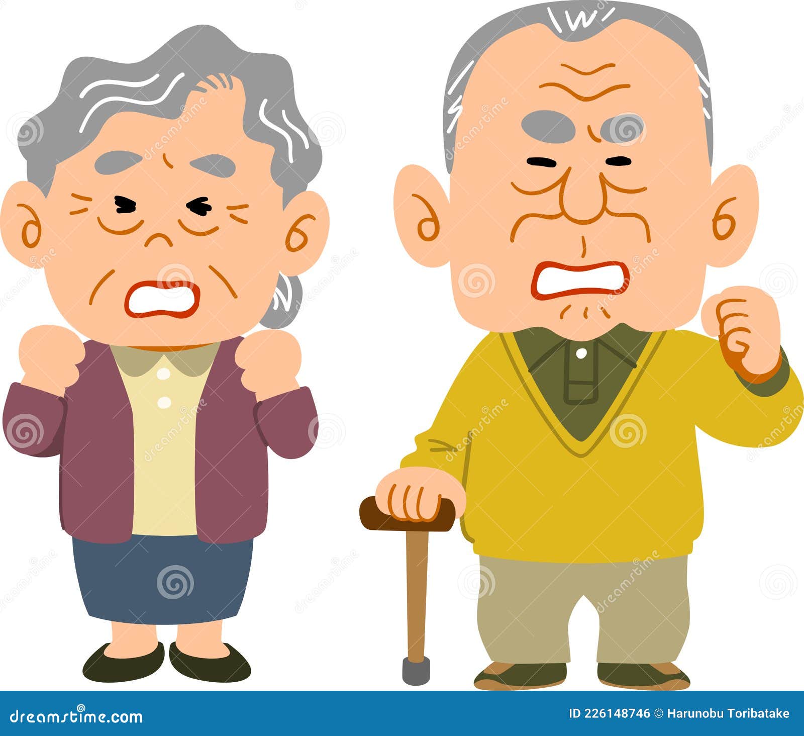 Angry Late-stage Elderly Couple Stock Vector - Illustration of silver ...