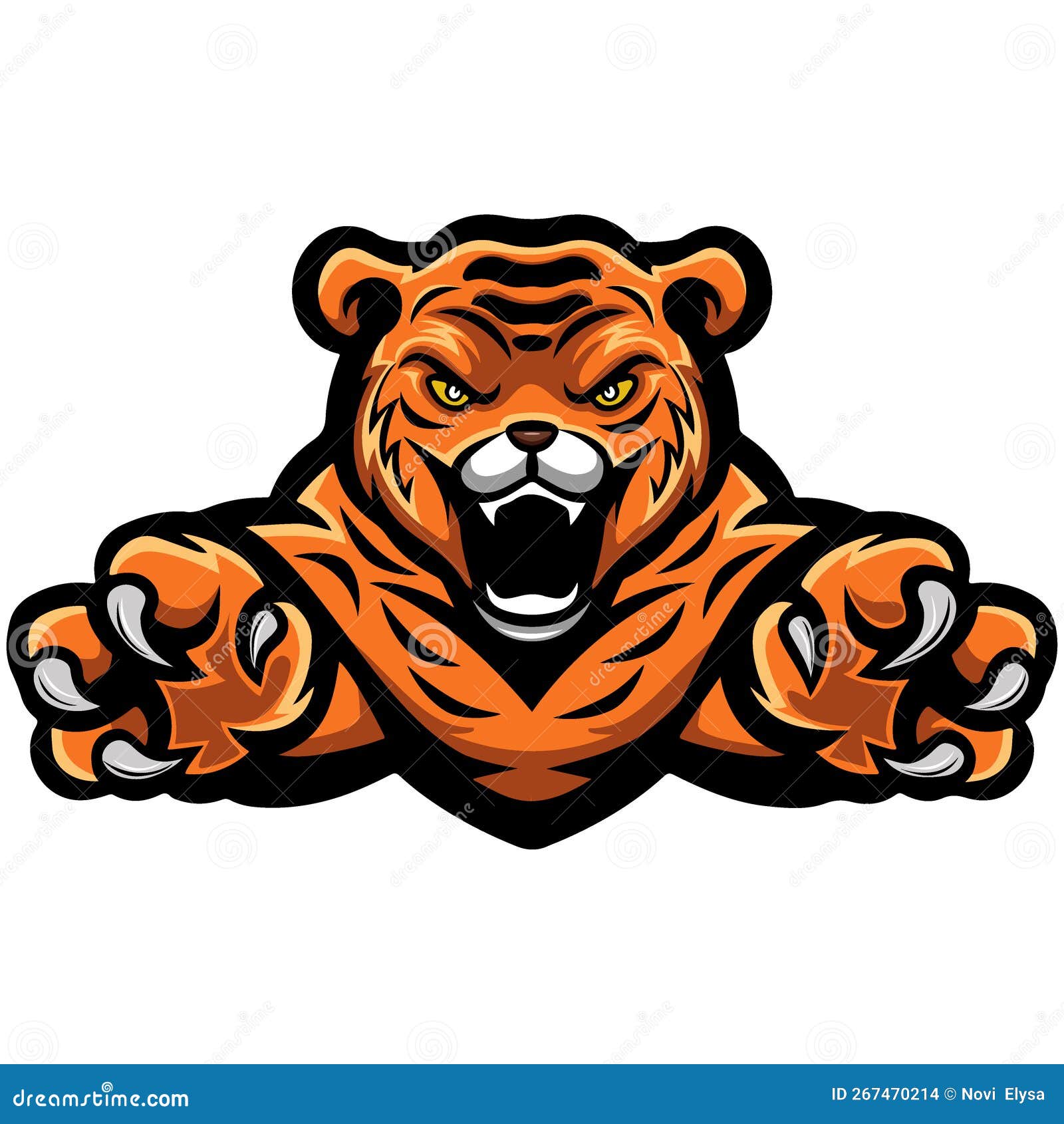 Angry Leaping Tiger Mascot Character Stock Vector - Illustration of ...