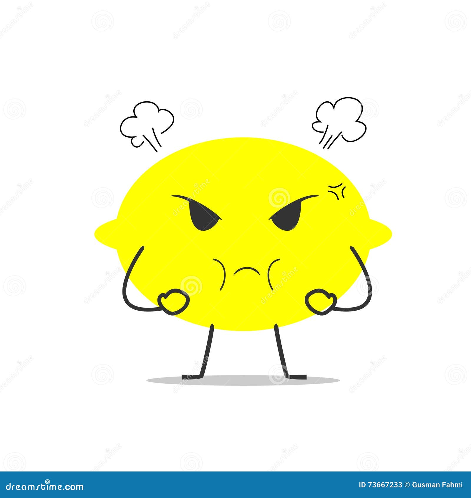 Angry Lemon Simple Clean Cartoon Illustration Stock Vector ...