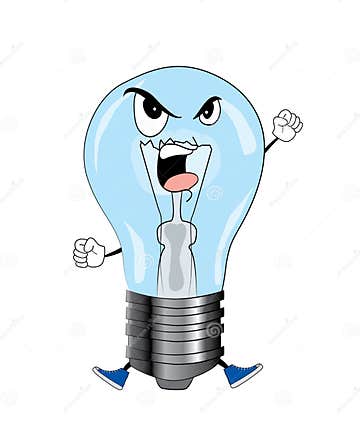 Angry light bulb cartoon stock illustration. Illustration of angry ...