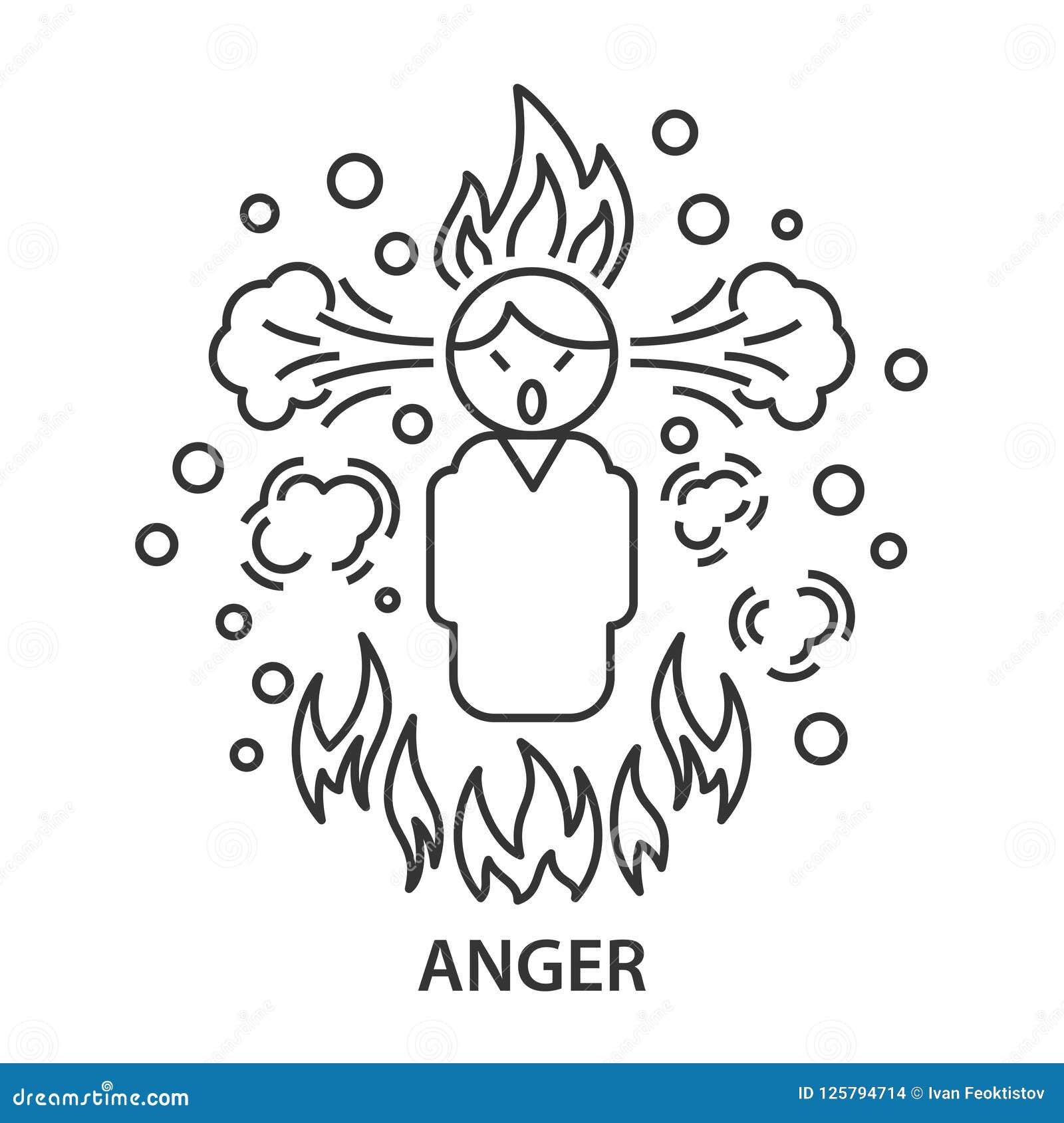 Angry line icon stock vector. Illustration of bomb, emotion - 125794714