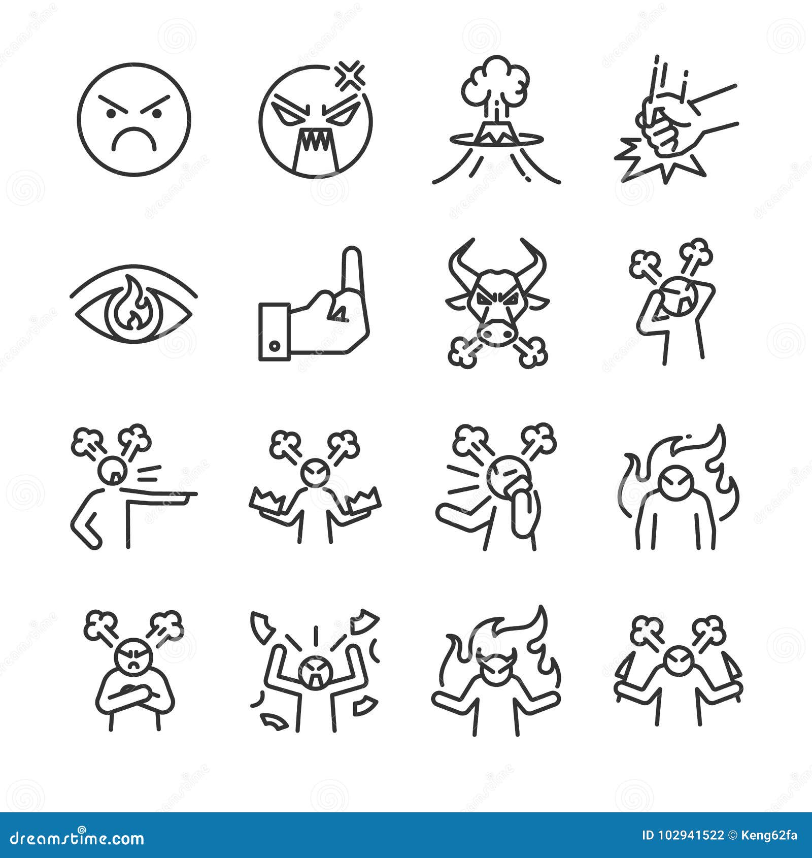Angry Line Icon Set. Included the Icons As Mad, Moody, Crazy, Devil ... Angry Line Icon Set. Included the Icons As Mad, Moody, Crazy, Devil ...