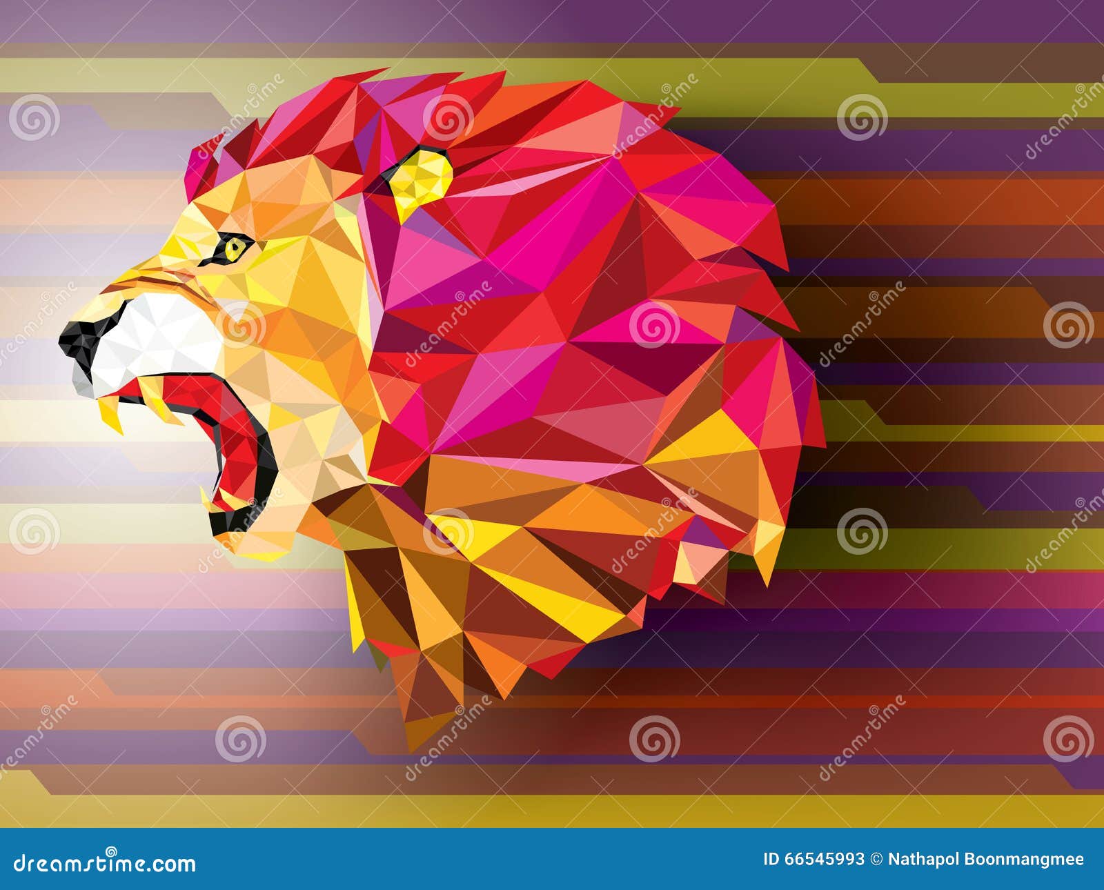 Angry Lion Geometric Pattern on Abstract Background- Vector ...