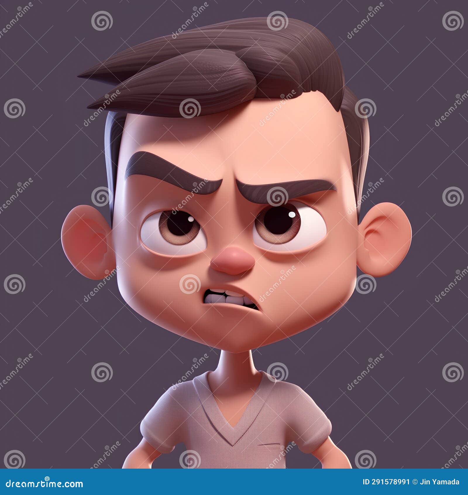 Angry Little Boy. 3d Rendering. Computer Digital Drawing Stock ...