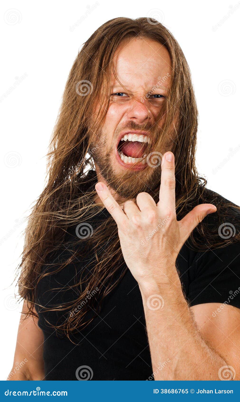 Angry Long Hair Man Screaming Stock Image - Image of person, looking ...