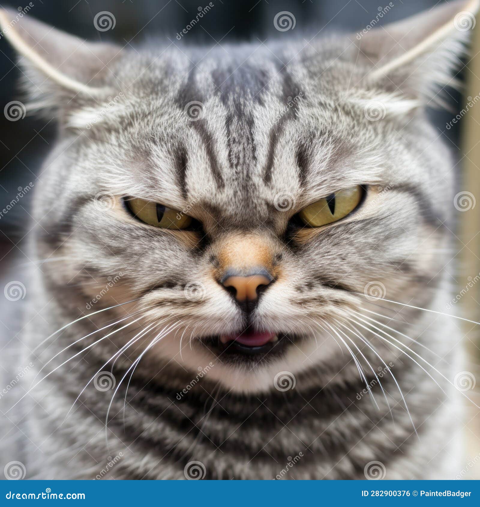 Angry Looking Cat with Fierce Stare Stock Illustration - Illustration ...