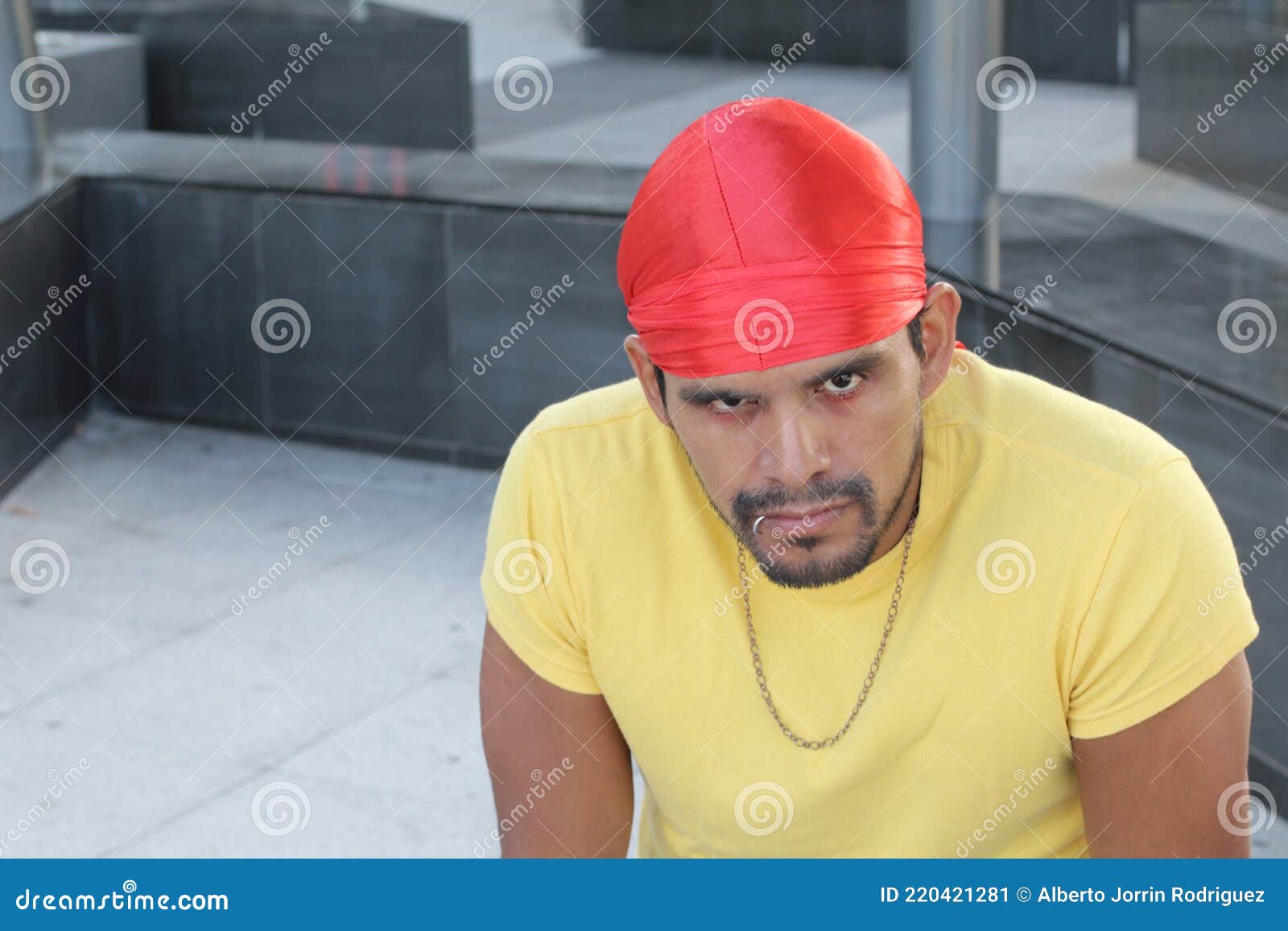 Angry Looking Man Wearing a Du-rag Stock Image - Image of gang, anger ...
