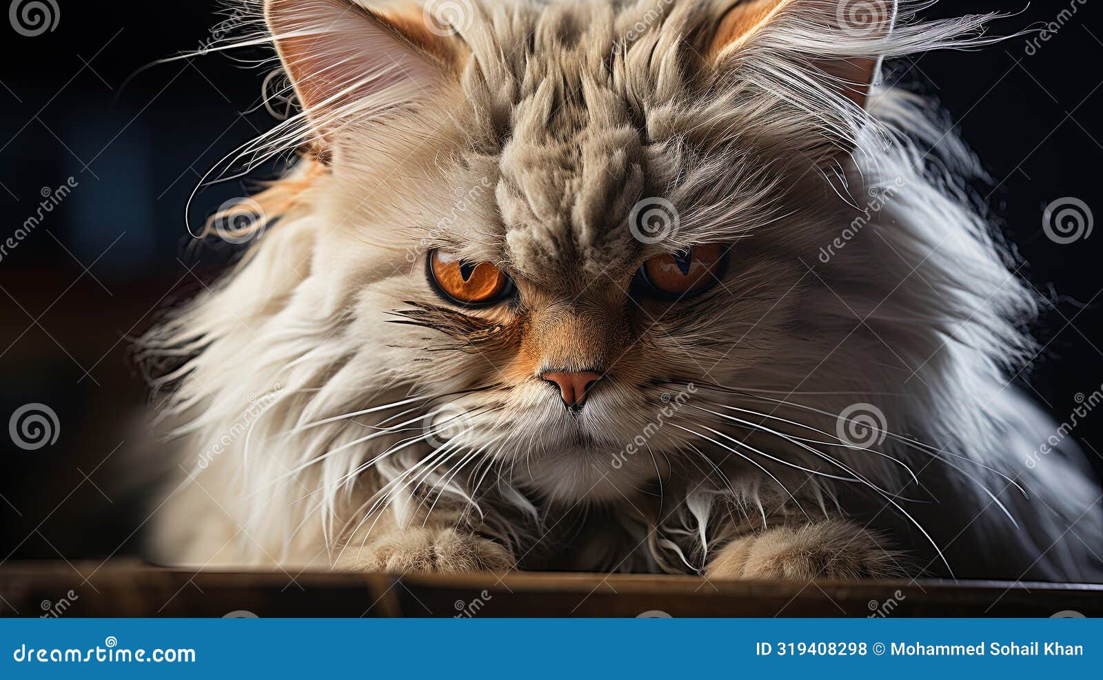 Angry Looking Persian Tomcat on Blurry Close Up Background Stock Photo ...