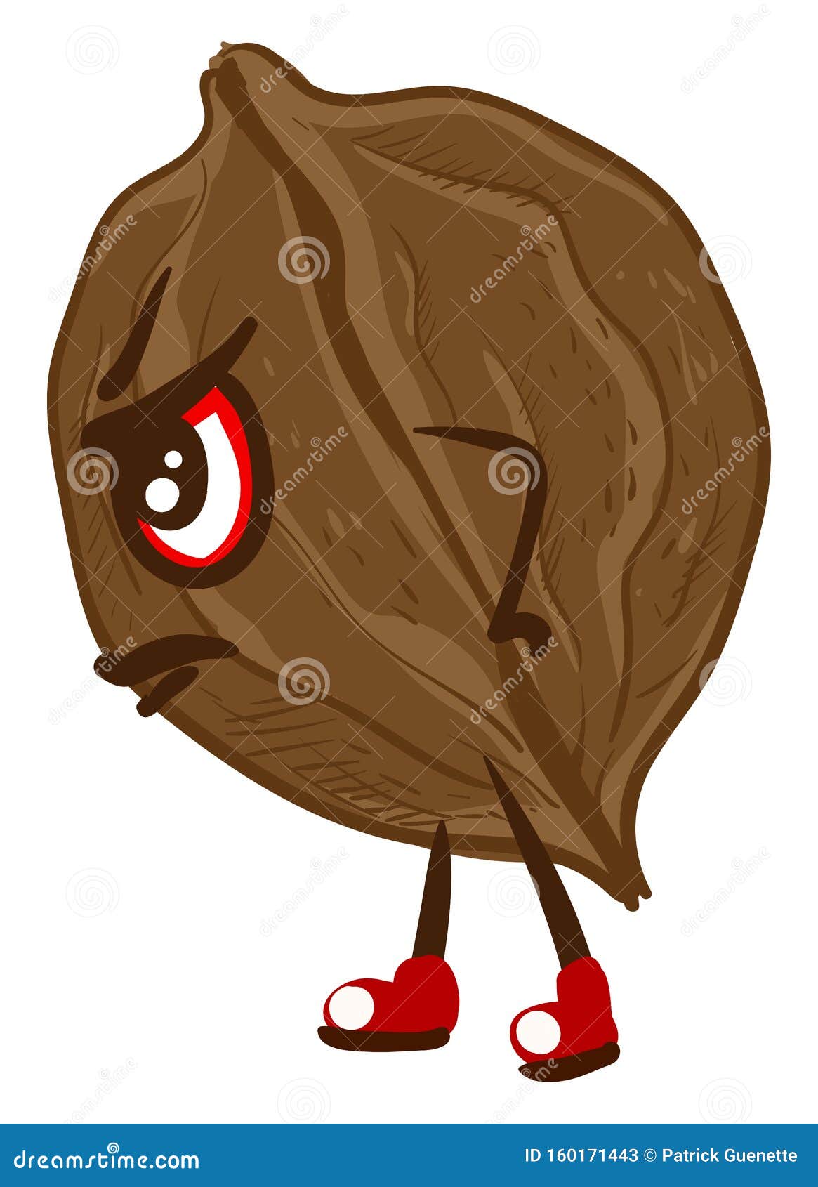 Angry Looking Walnut, Illustration, Vector Stock Vector - Illustration ...