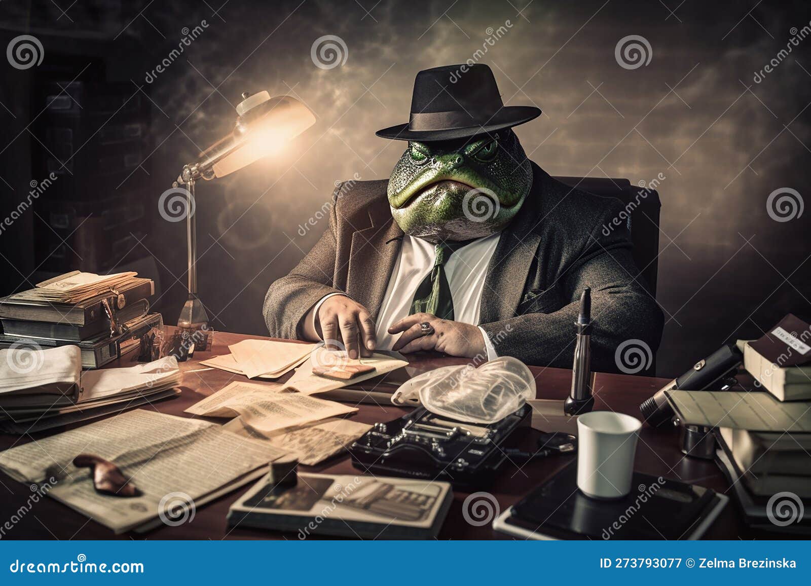 An Angry Mafia Boss Sits at a Messy Table. Generative AI Stock ...