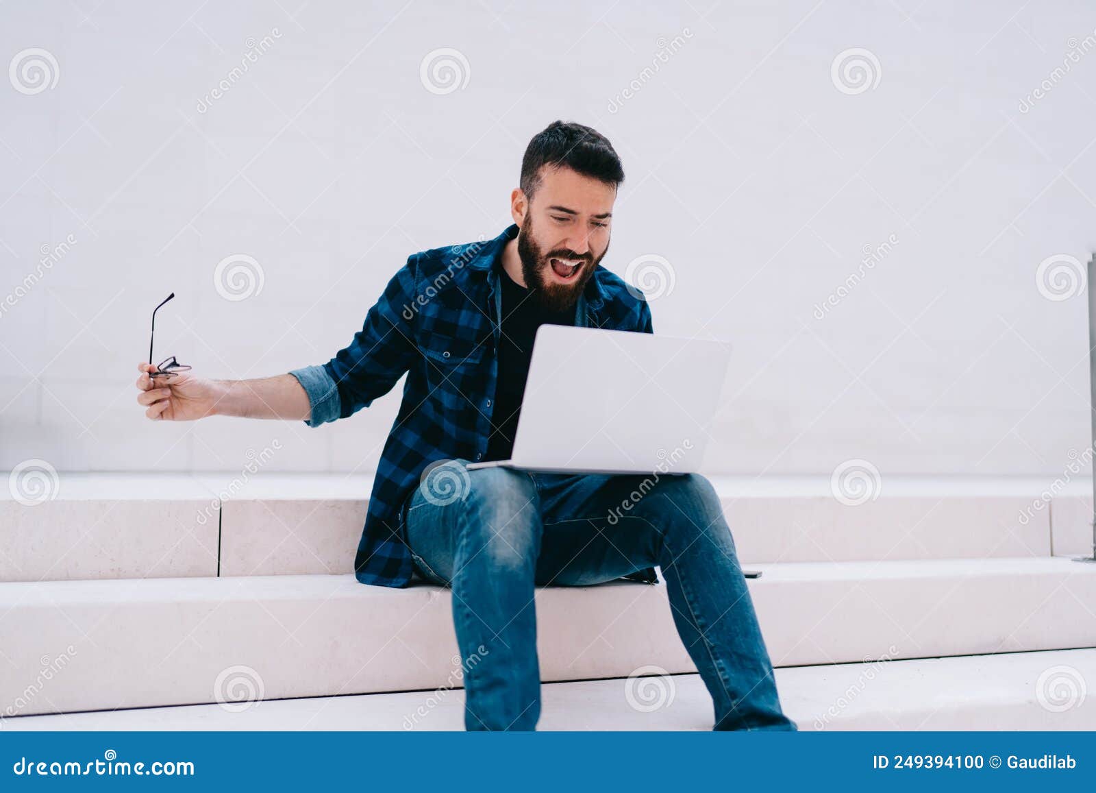 Angry Male Software Developer Reading Received Email Message during ...