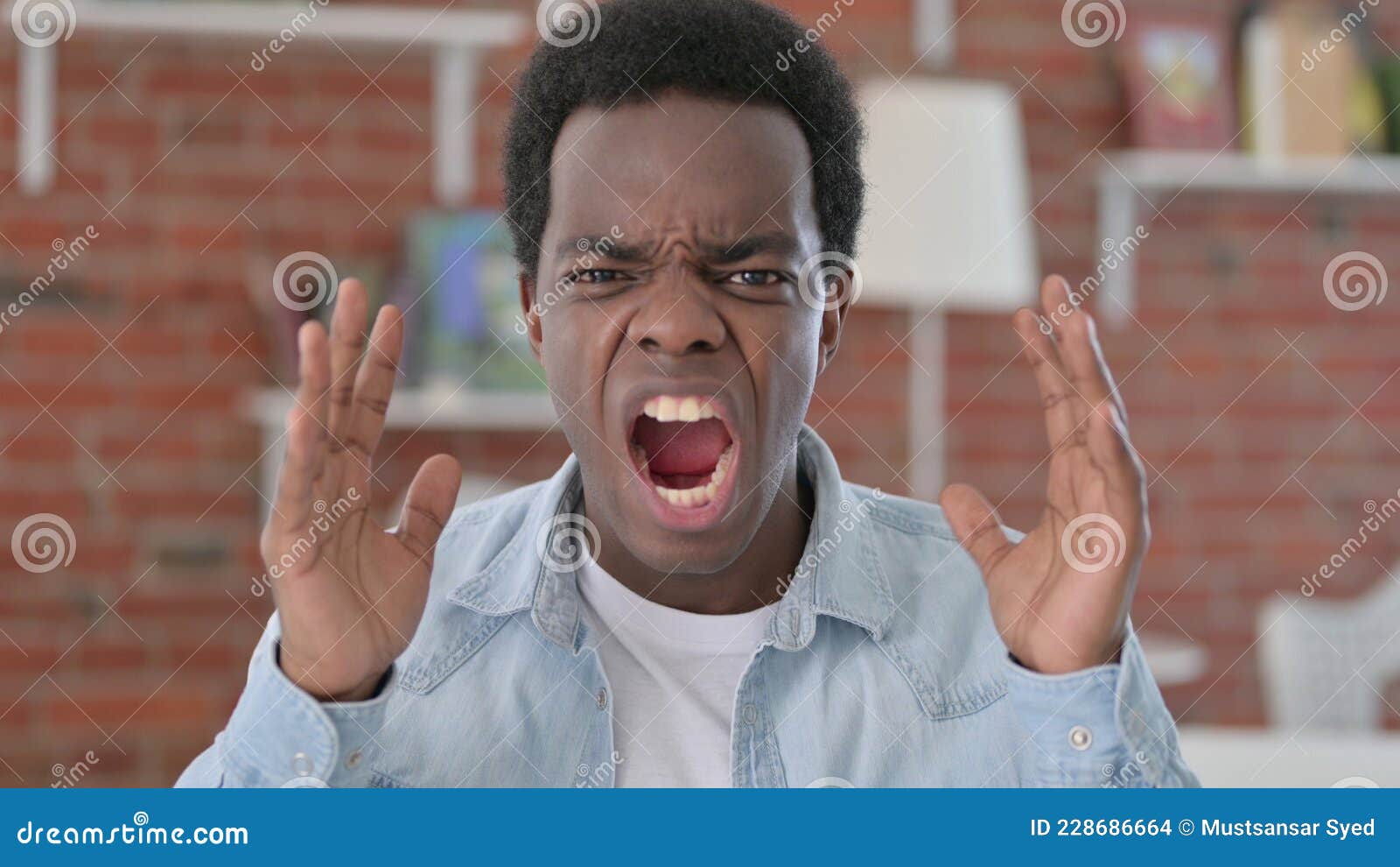 Angry Male African Man Screaming Stock Photo - Image of distressed ...