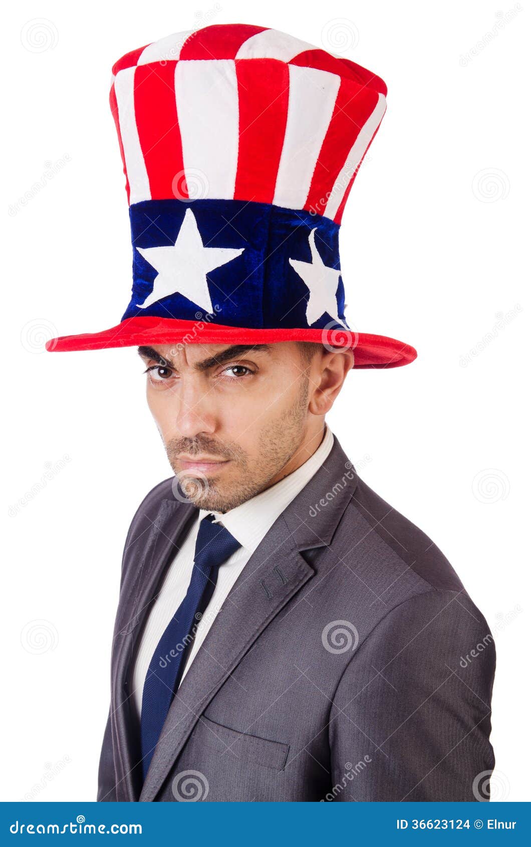 Angry Man with American Hat Stock Photo - Image of stars, business ...