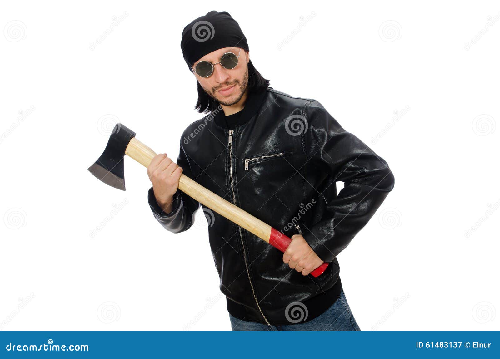The Angry Man with Axe Isolated on White Stock Image - Image of iron ...