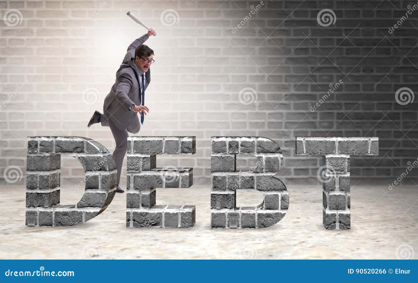 The Angry Man with Baseball Bat Debt Burden Stock Photo - Image of ...