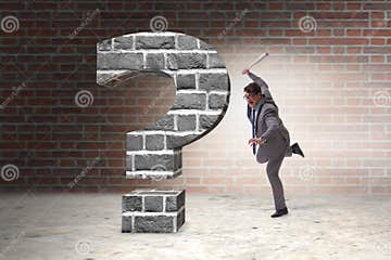 The Angry Man with Baseball Bat Hitting Question Mark Stock Image ...