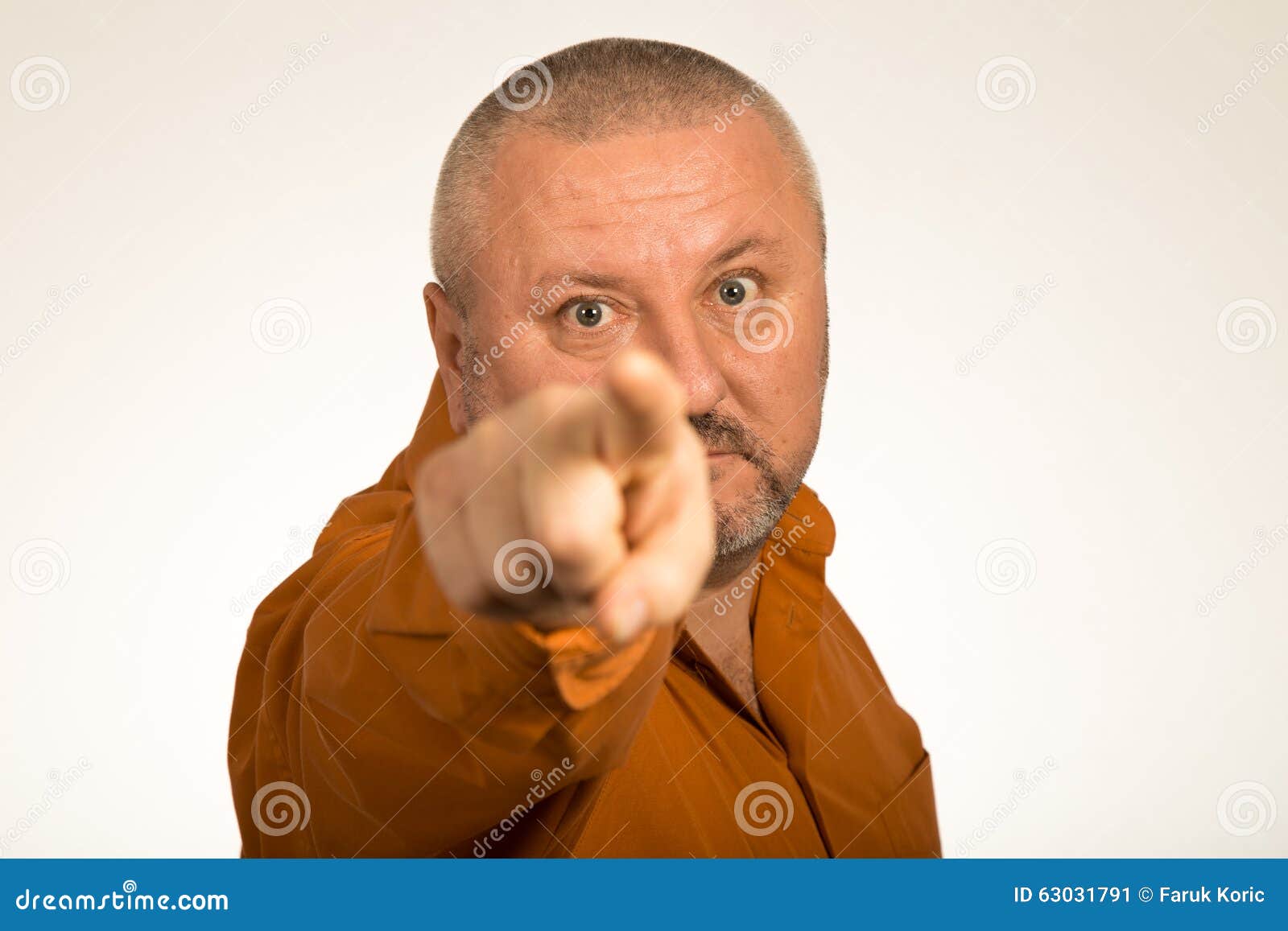 An Angry Man with Beard Pointing Finger at You Stock Image - Image of ...