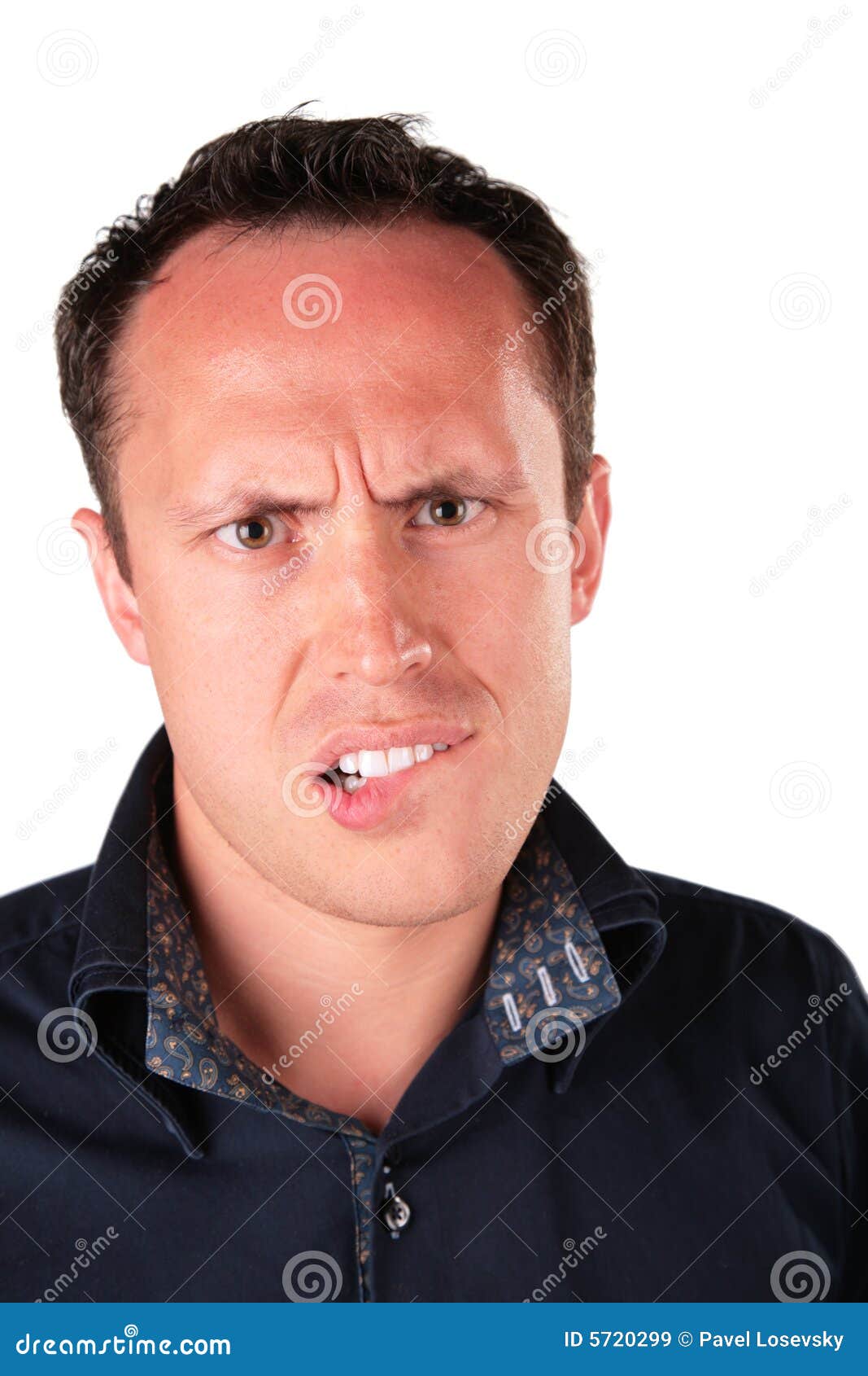Angry man bites one s lip stock image. Image of bite, puckish - 5720299