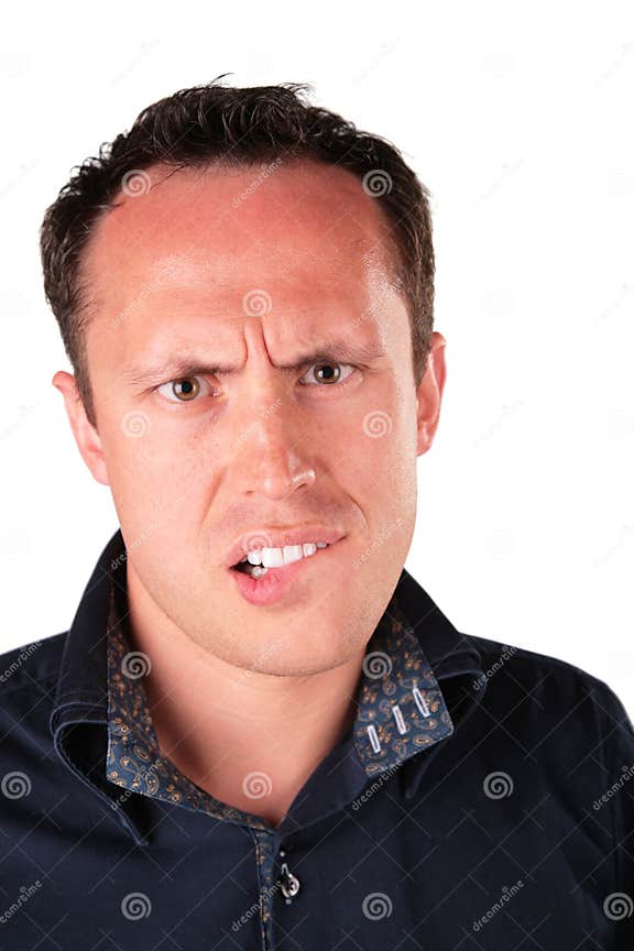 Angry man bites one s lip stock image. Image of bite, puckish - 5720299