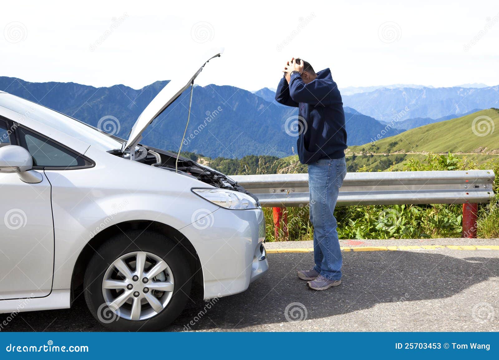 Angry Man with Breakdown Car Stock Image - Image of road, angry: 25703453