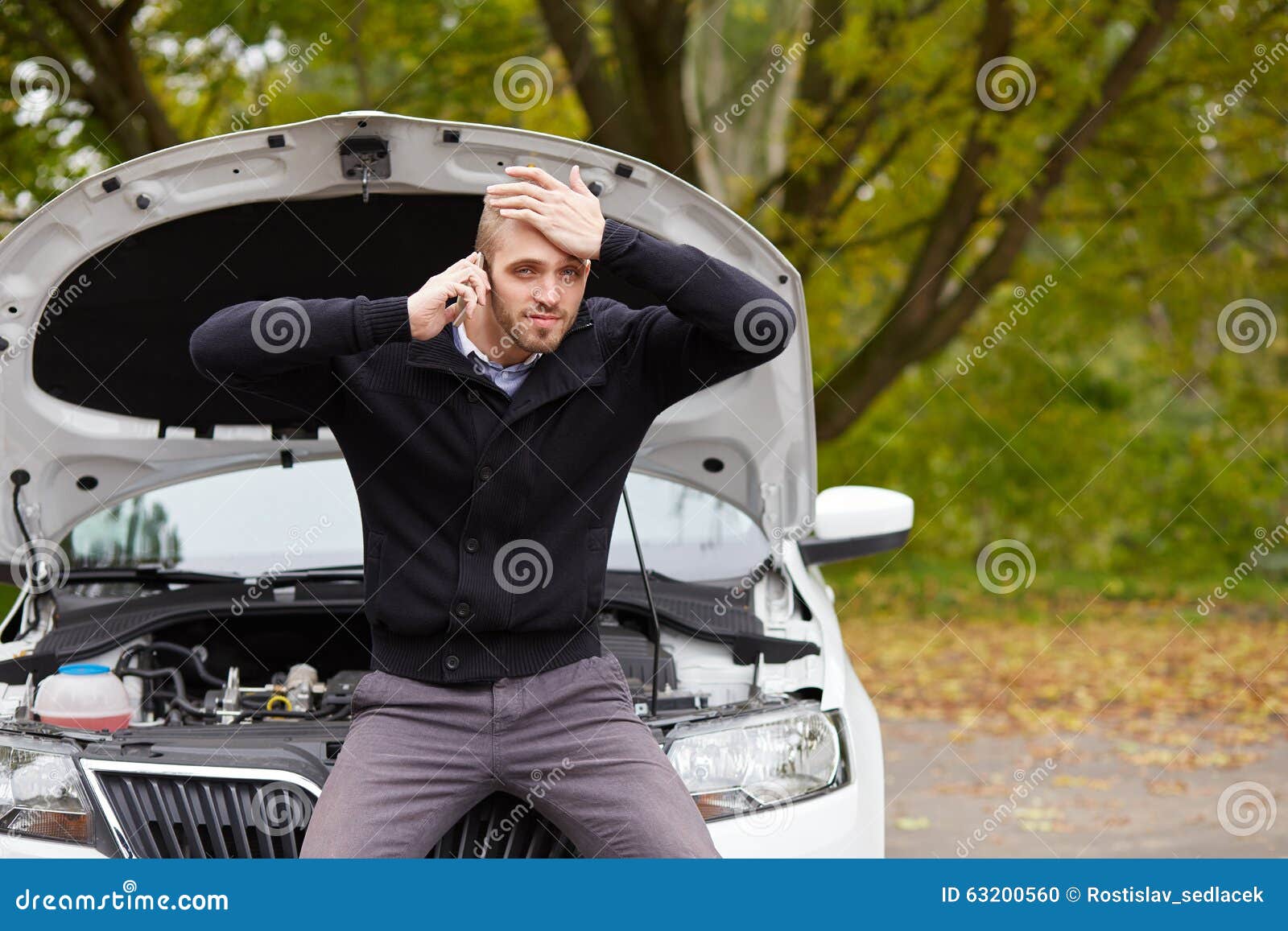 Angry Man with a Broken Car Stock Photo - Image of accident, automobile ...
