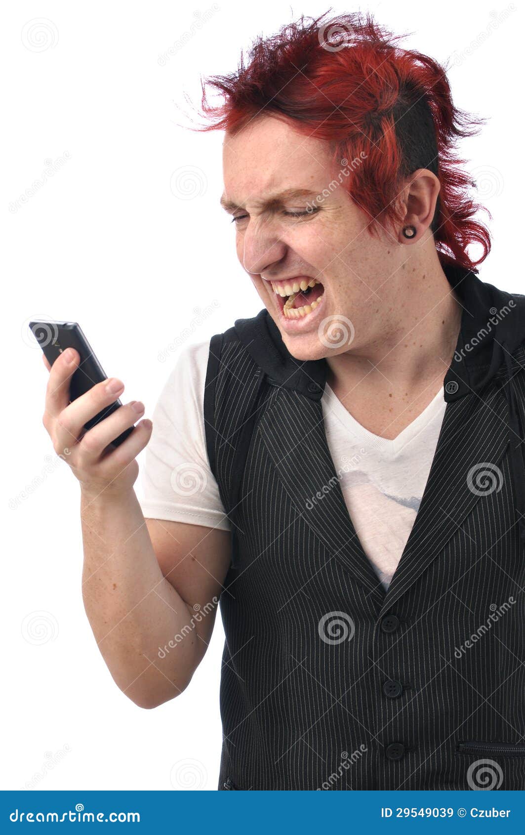 Angry man on cell phone stock image. Image of hold, mood - 29549039