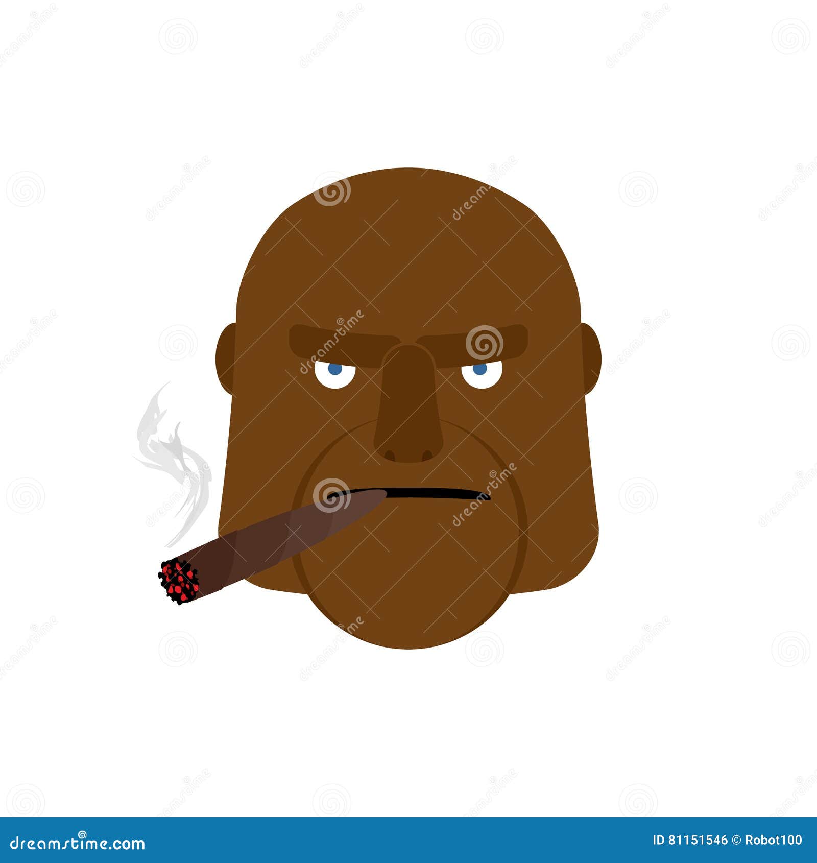 Angry man with cigar. stock vector. Illustration of beard - 81151546