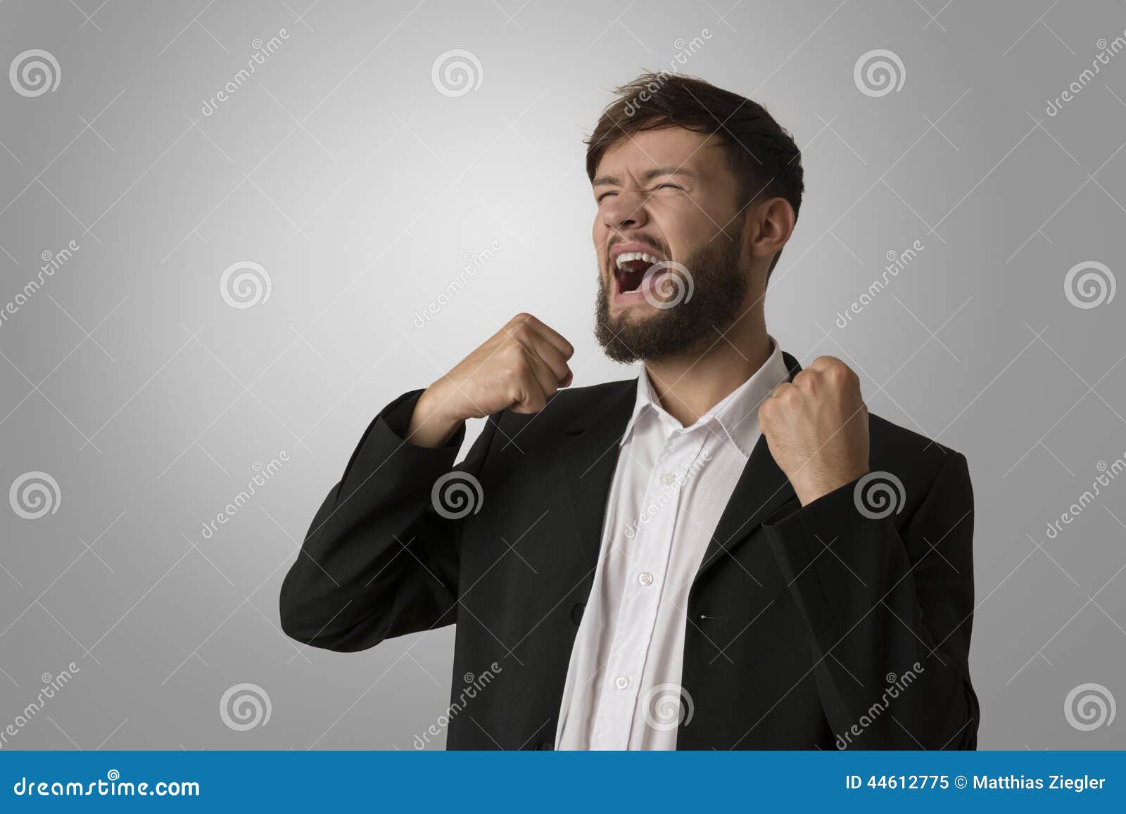 Angry Man with Clenched Fists Stock Image - Image of discharge, face ...